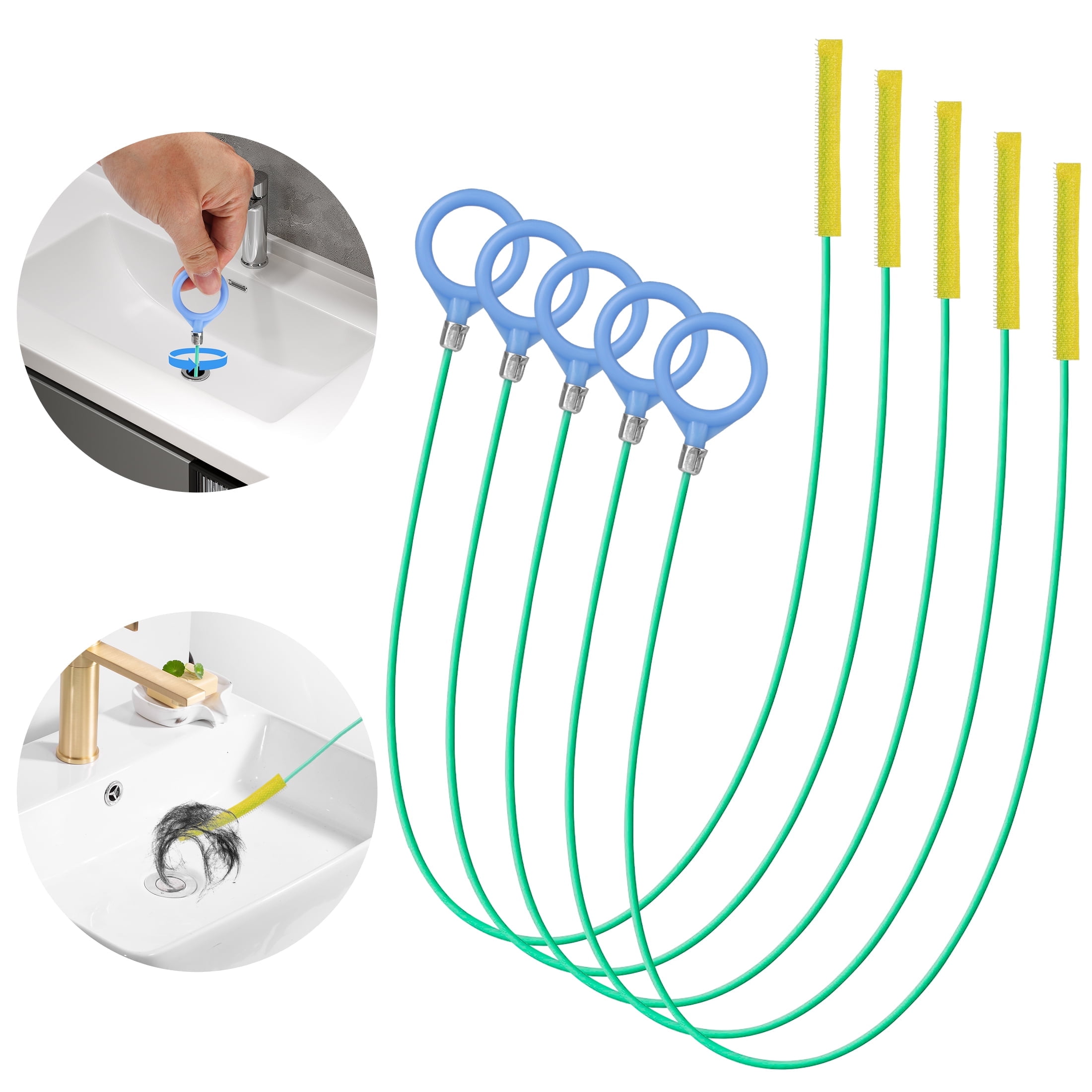 TSV 5pcs 51" Drain Snake Hair Drain Clog Remover, Anti-Break Metal ...