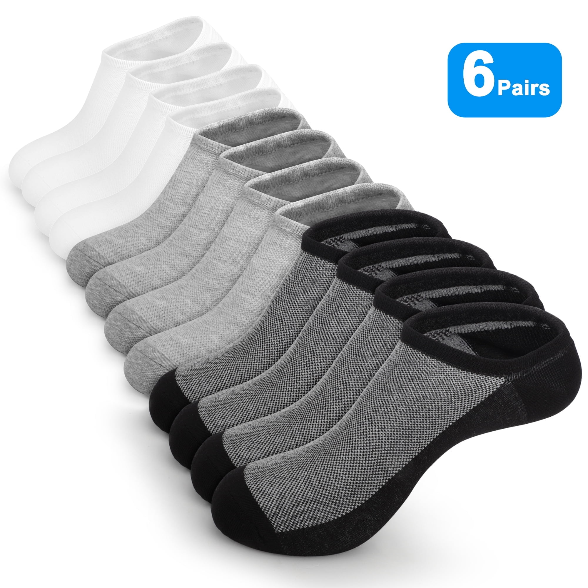 TSV 6 Pairs Low Cut Socks for Men Women, Soft and Non-Slip No Show ...