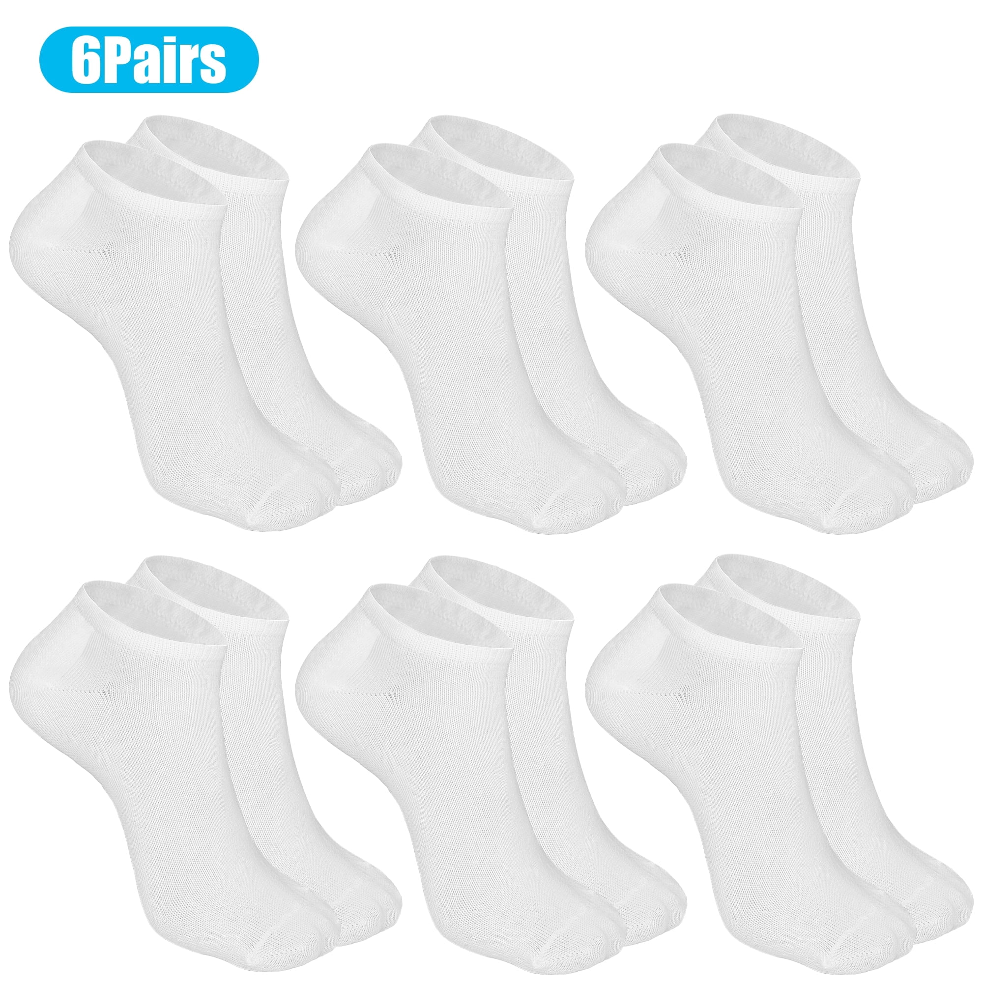 TSV Black Adult Cotton 6 Pairs Low-Cut Ankle Socks for Men and Women ...