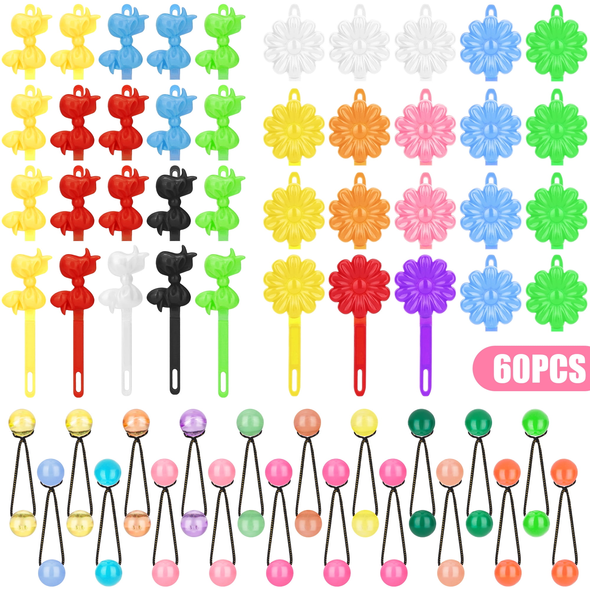 TSV 60pcs Hair Clips Set: Self Hinge Barrettes, Plastic Flower & Bow ...