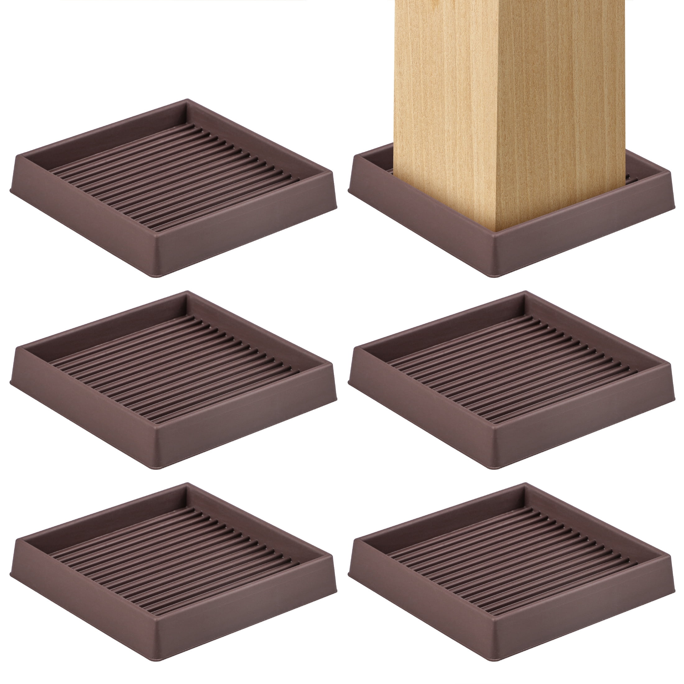 TSV 6pcs 3" Square Rubber Furniture Caster Cups with Anti-Sliding Floor ...