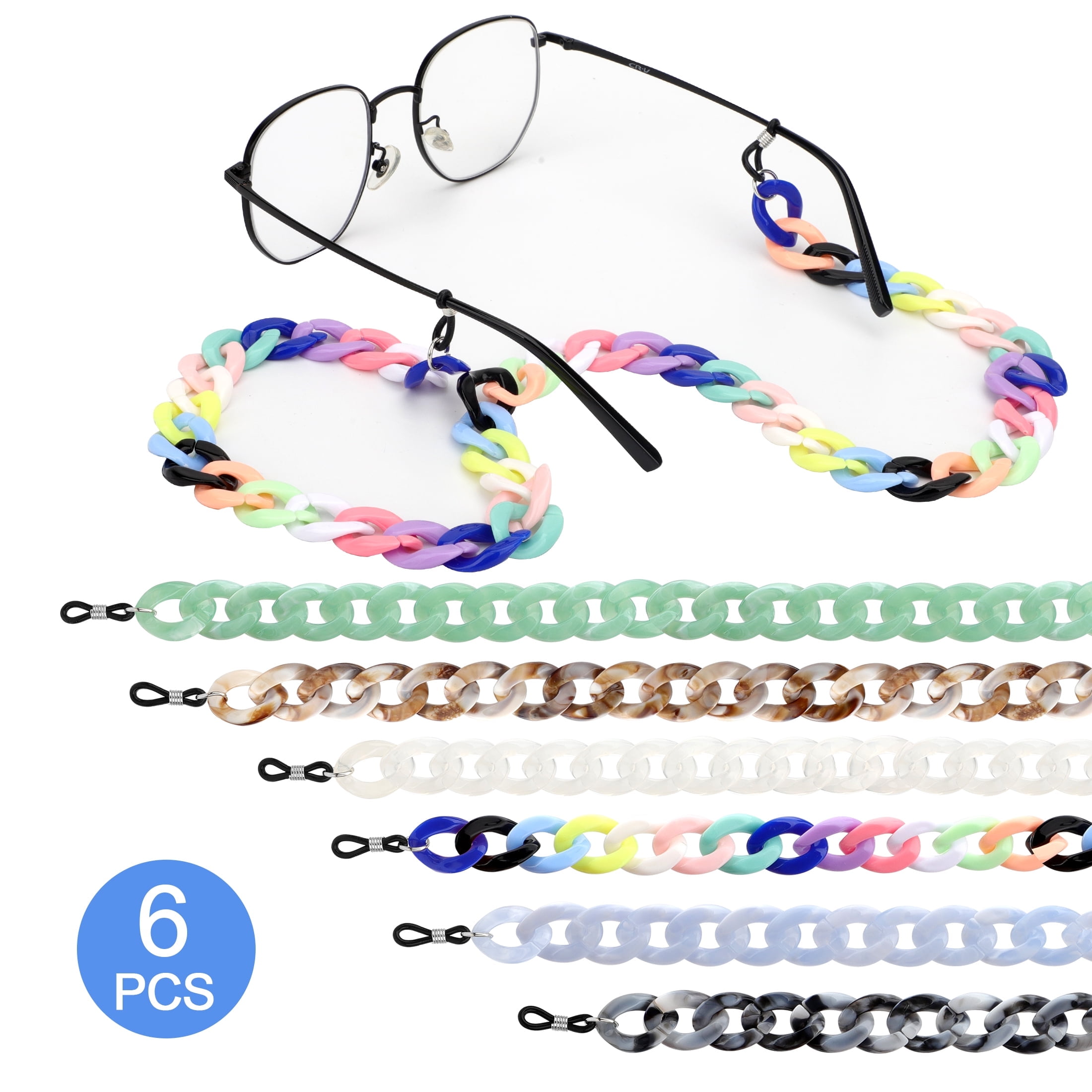 TSV 6pcs Fashion Eyeglass Chains, Sunglasses Necklace Chains, Acrylic ...
