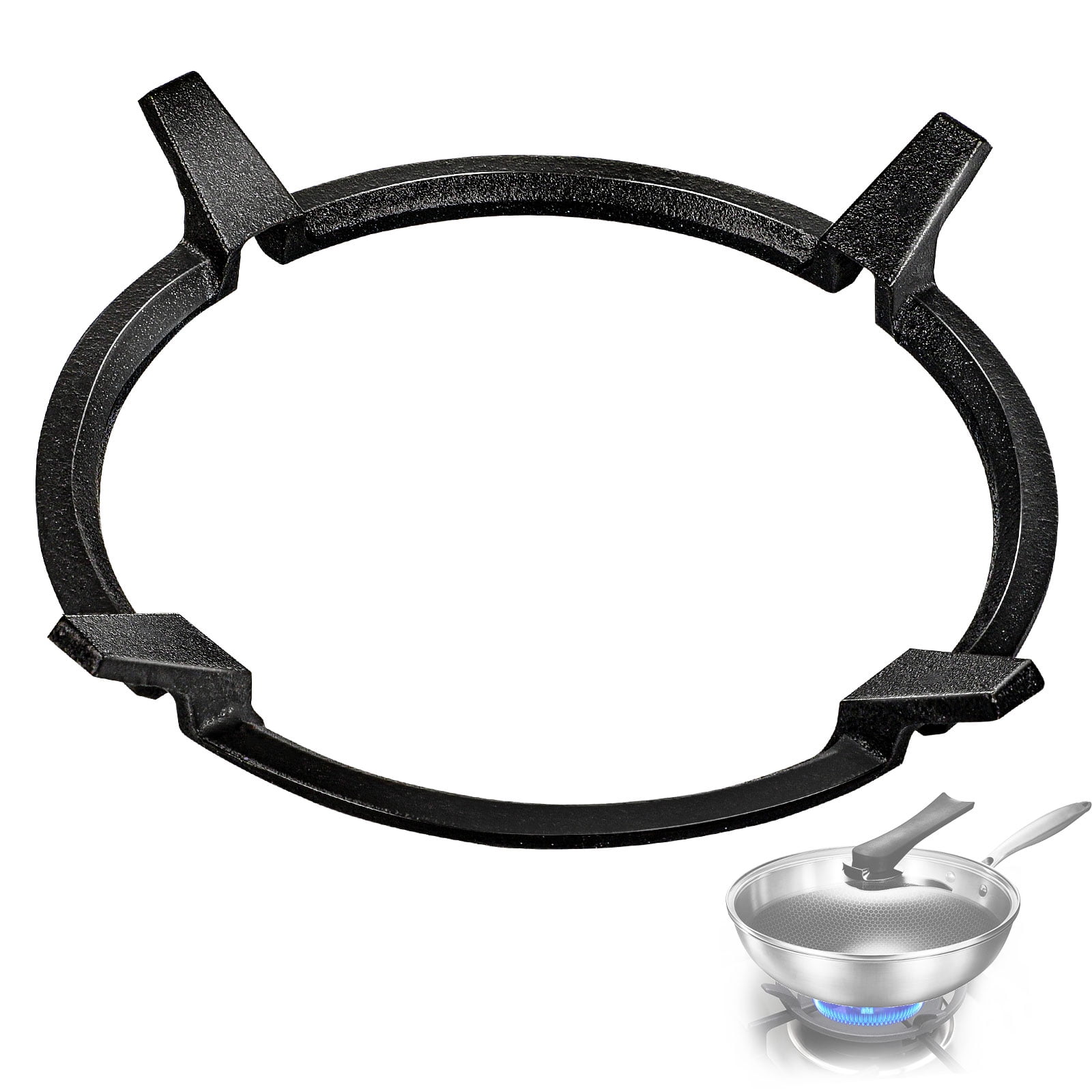 EEEkit 8.4'' Round Bottom Wok Ring, Universal Cast Iron Wok Pan Support ...