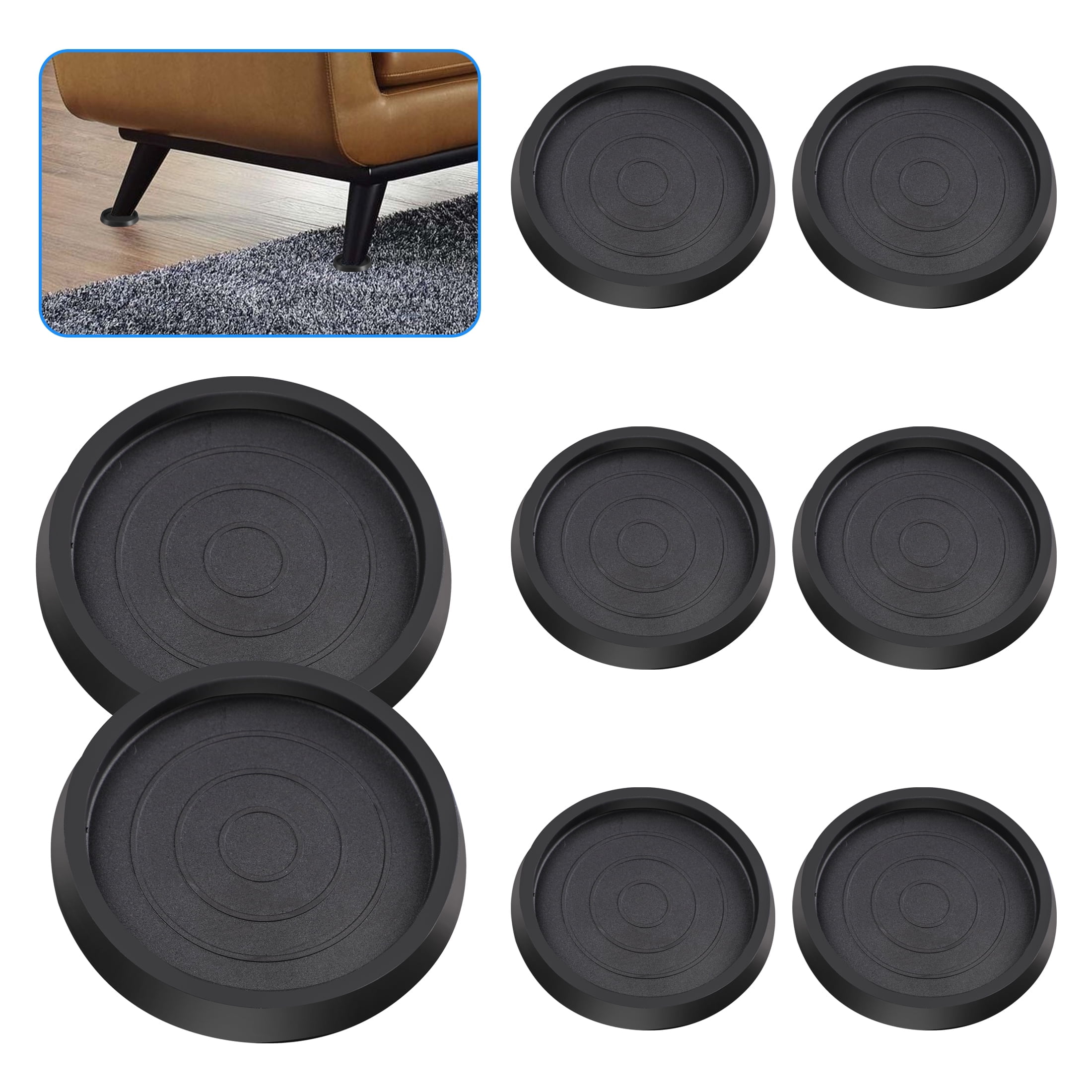TSV 8pcs Furniture Coasters, 2.5” Rubber Pads for Hardwood Floors ...