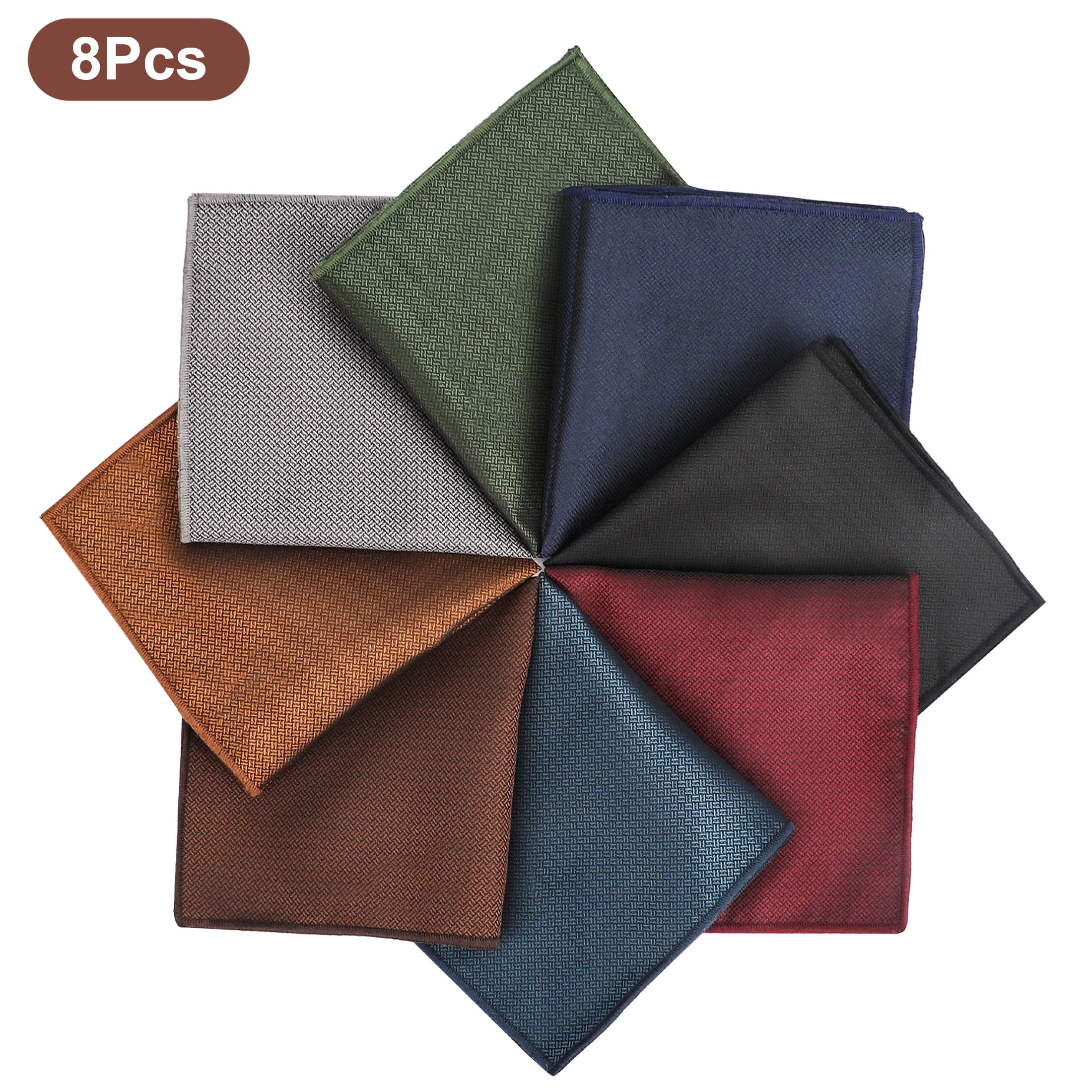 TSV 8pcs Handkerchiefs for Men, 9.6 x 9.6" Classic Plain Pocket Square ...
