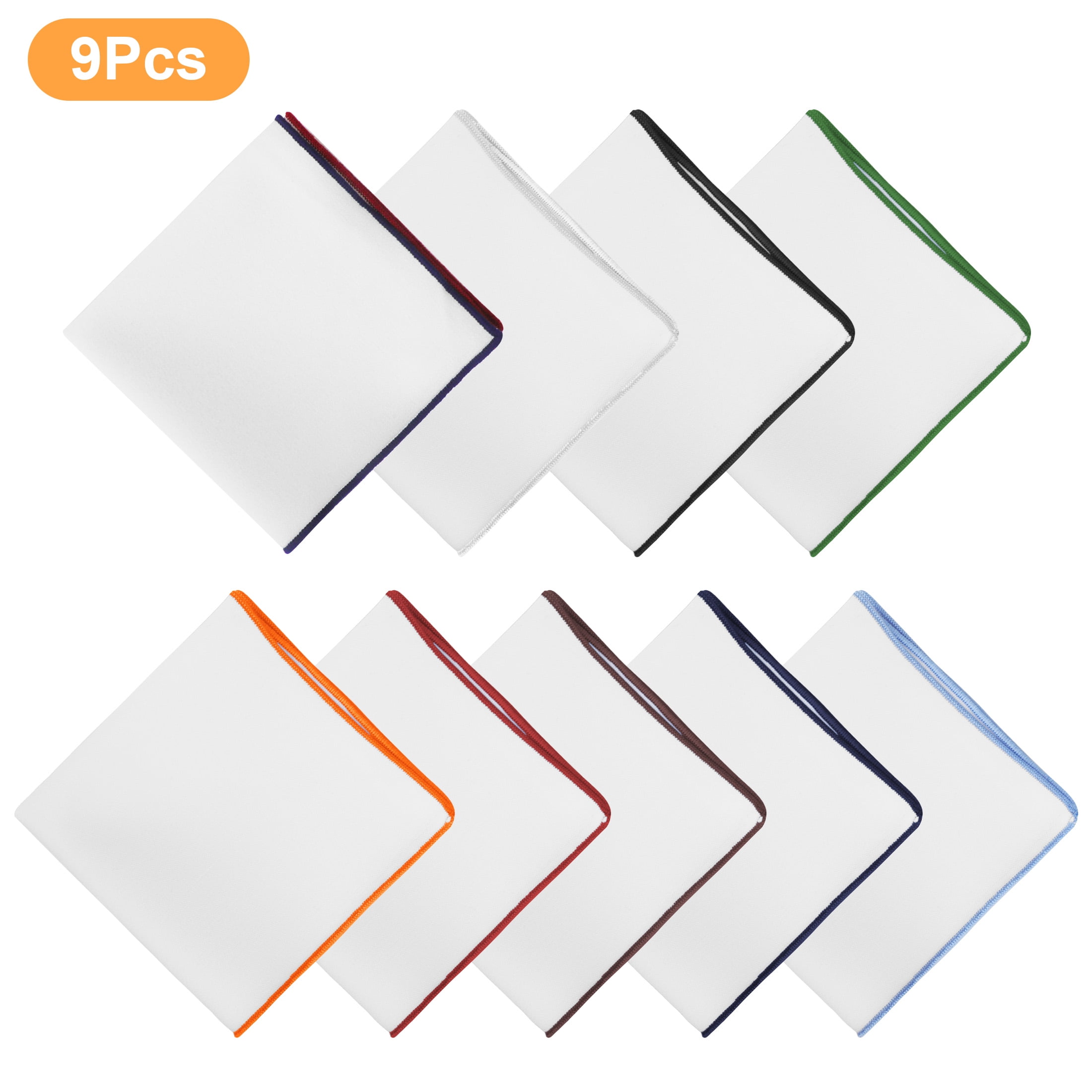 TSV 9pcs Handkerchiefs for Men, 9 x 9" Classic Plain Pocket Square ...