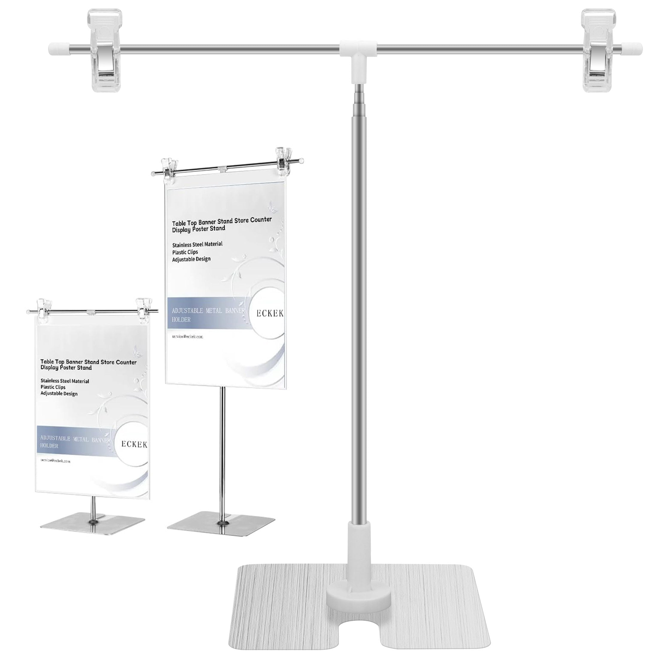 TSV Adjustable Metal Banner Holder, 11"-37" Table Top Banner Stand ...