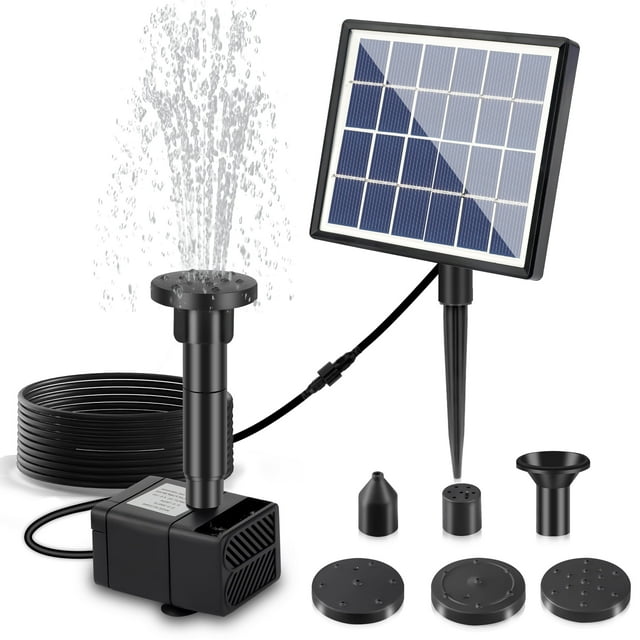 TSV Powered Bird Bath Solar Fountain Pump, 1.5W Garden Kit for Outdoor ...