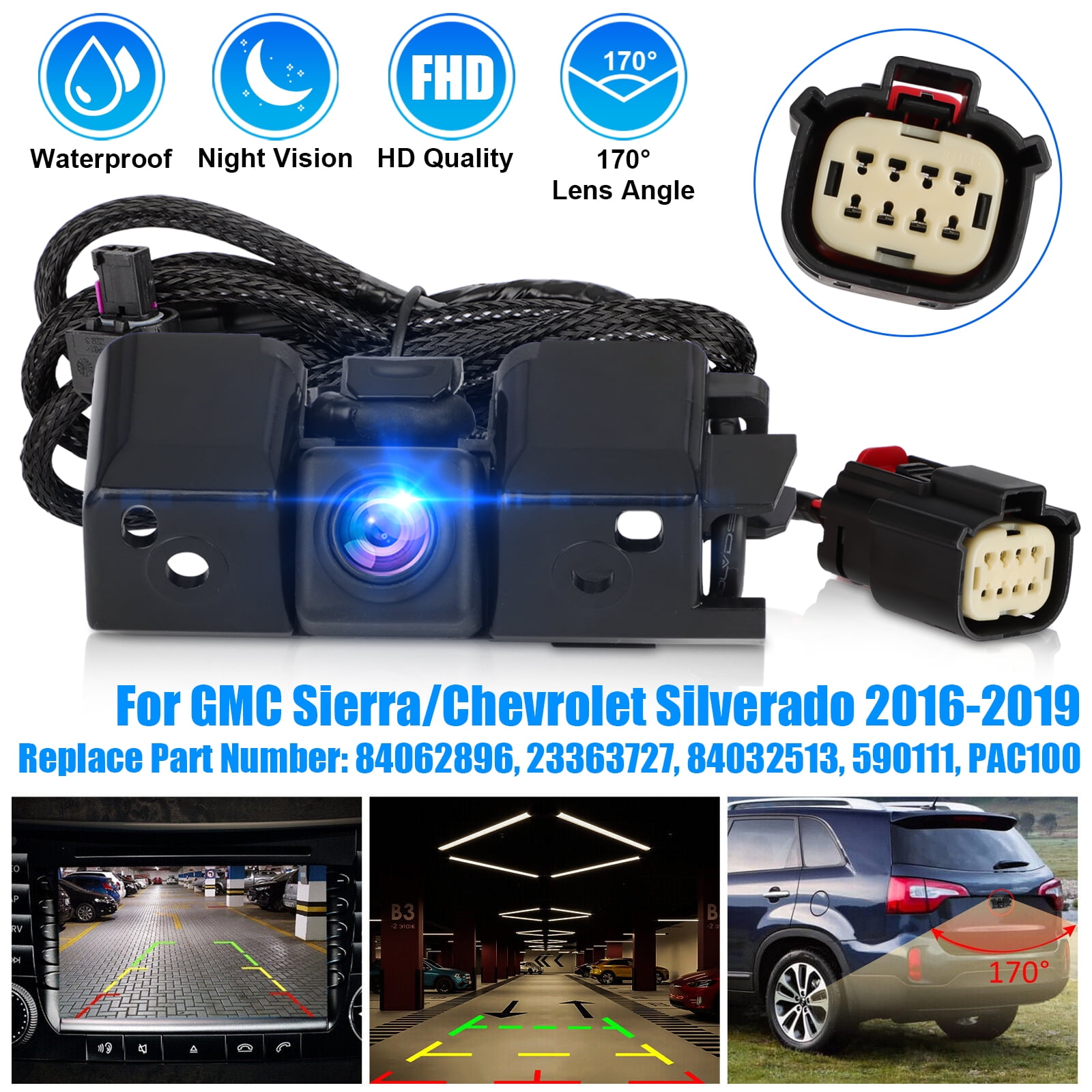 TSV Car Backup Camera, Night Vision Rear View Reverse Camera Fit for ...