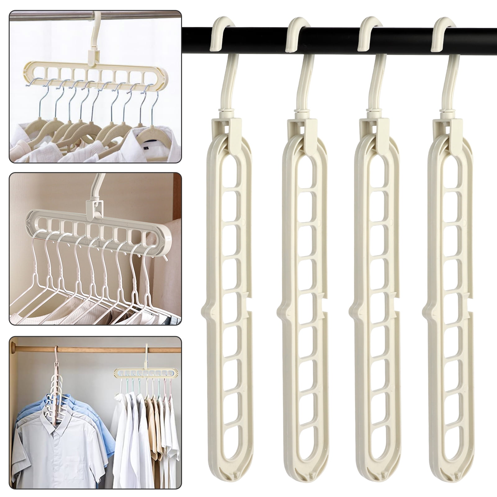 TSV Closet Organizer Hanger, 4 Pack Plastic Closet Space Saving Hangers ...
