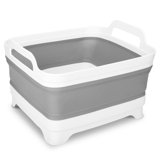 TSV Portable Kitchen Dishpan, Collapsible Dish Tub with Drainer ...