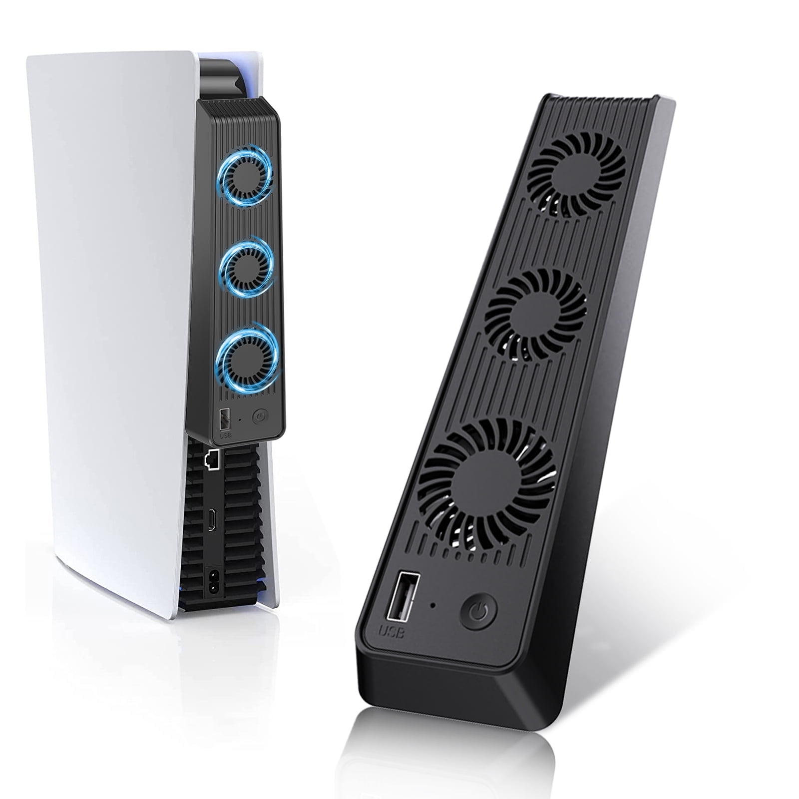 TSV Cooling Fan for PS5, External USB Cooler with 3 Fans, LED Lights ...