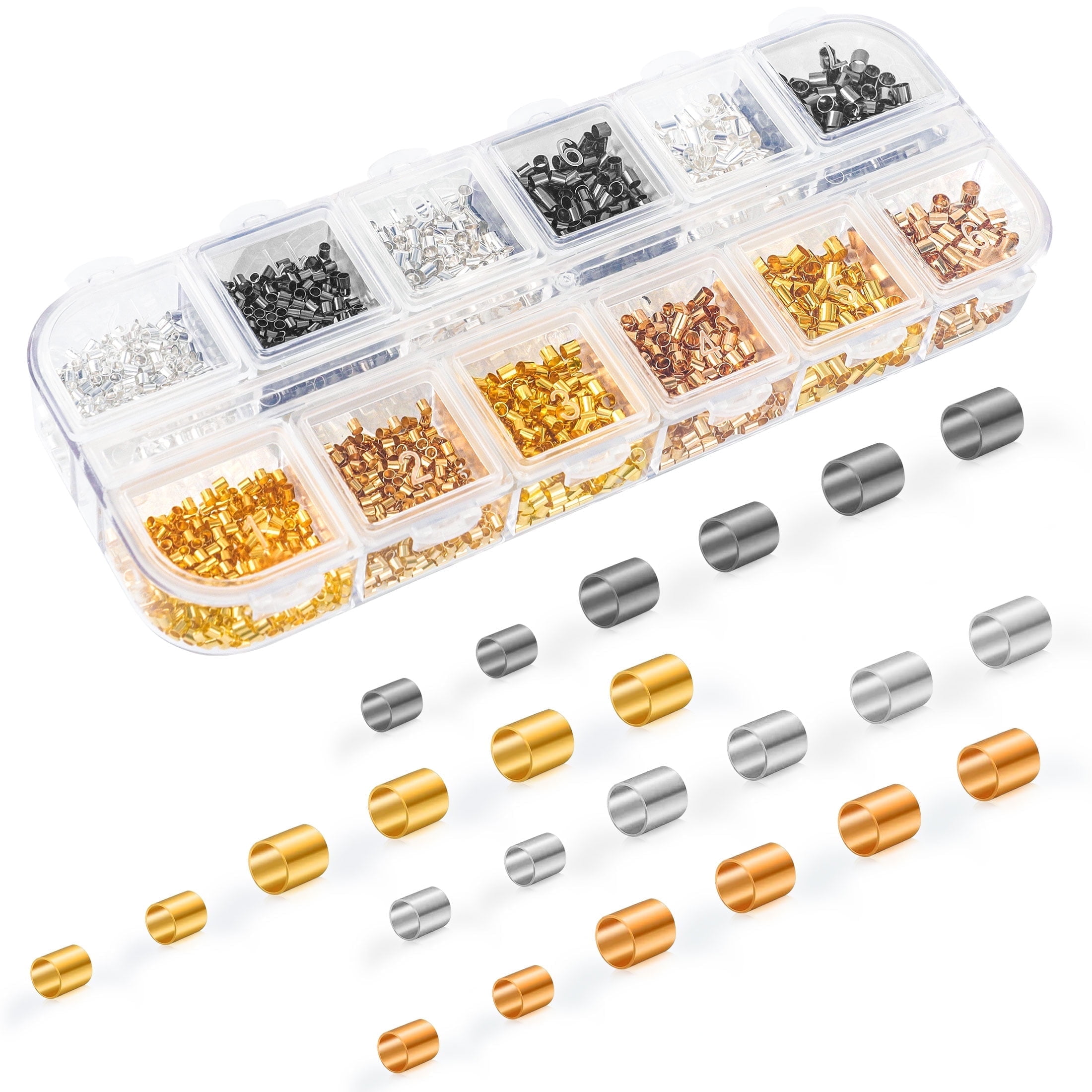 TSV Crimp Tubes for Jewelry Making, 2200pcs Crimp Beads Kit with Plier ...