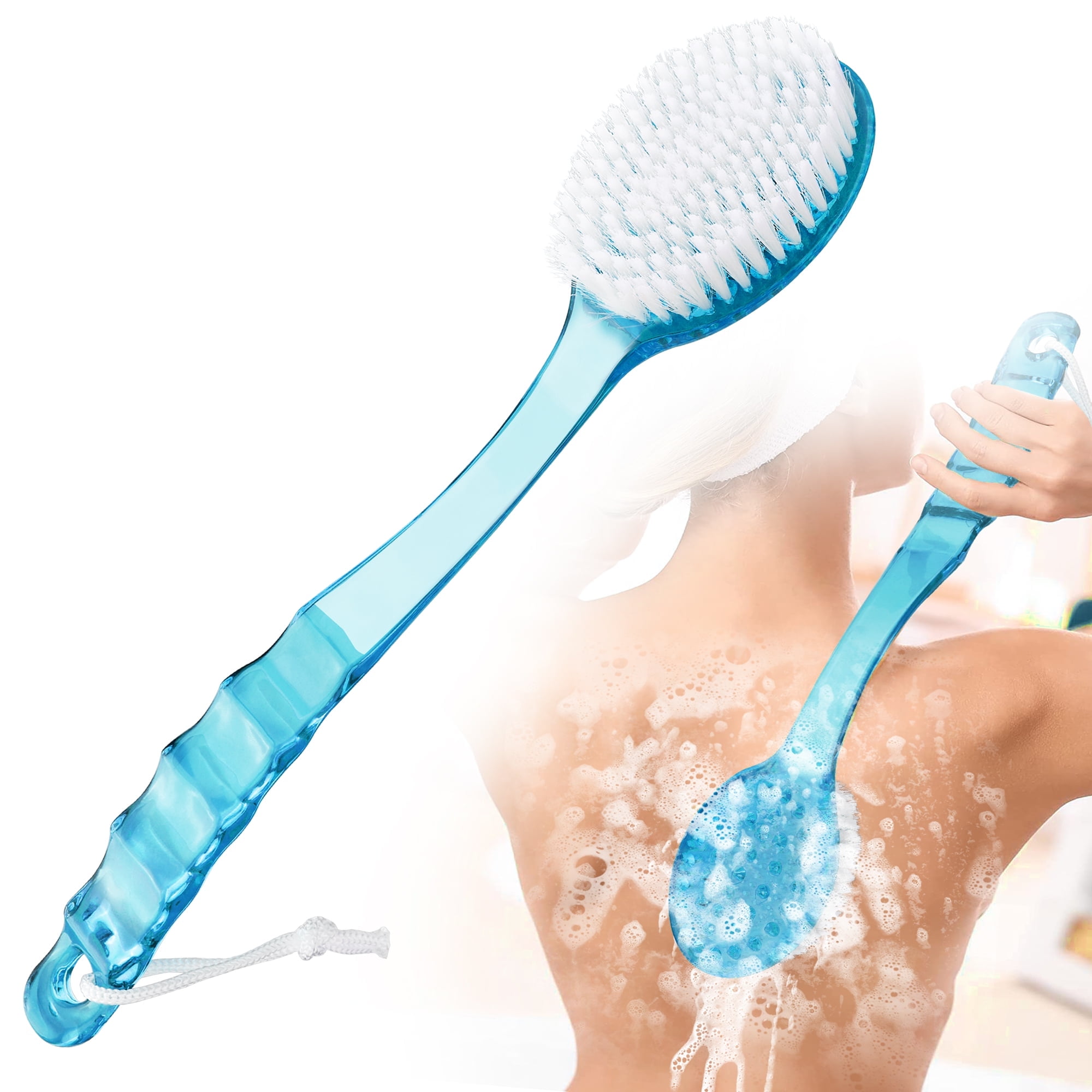 "TSV Bathing Hand Scrub Shower Brush - 14.2"" Long Handle, Soft ...