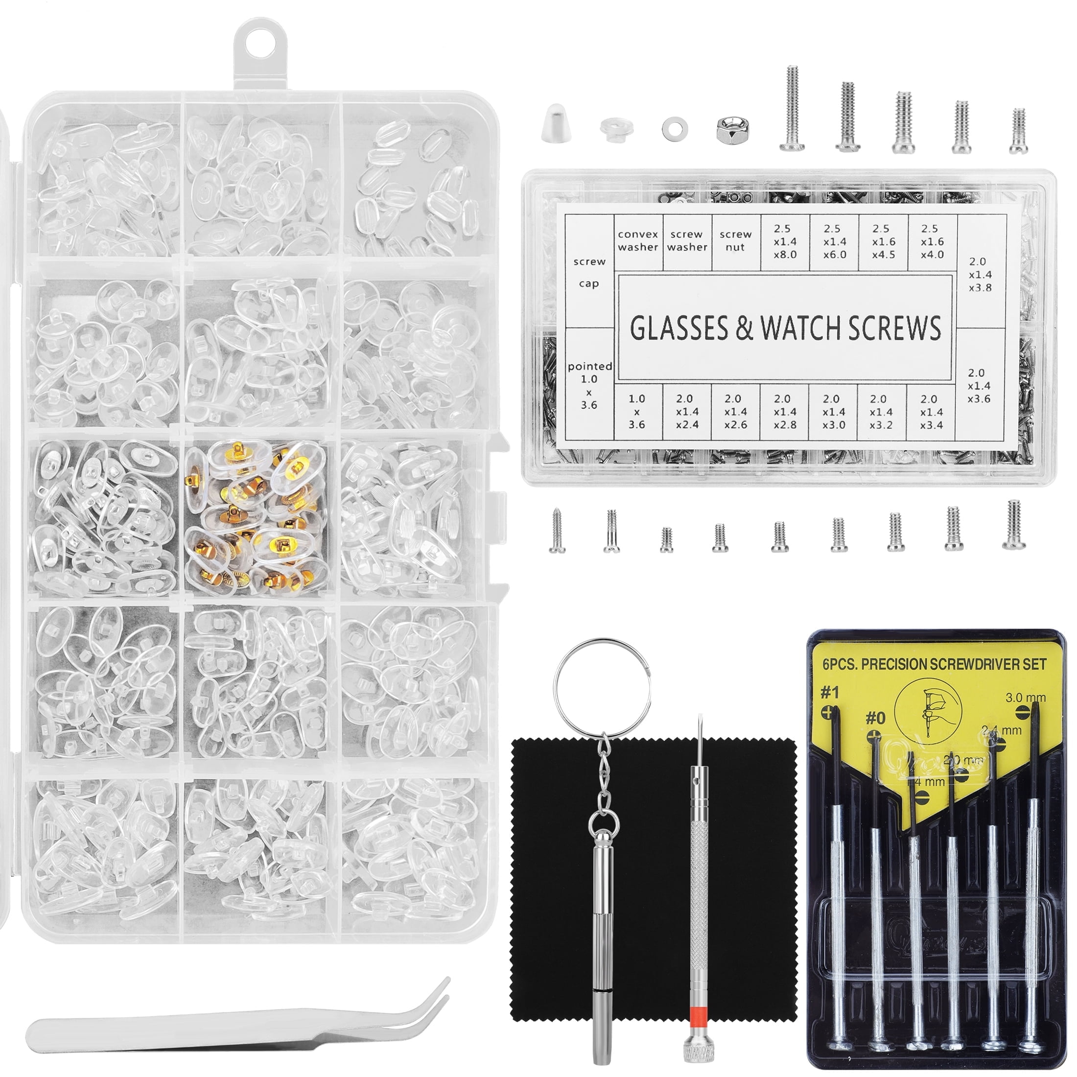 TSV Eyeglass Repair Kit, Nose Pads, Screws, Magnetic Precision ...