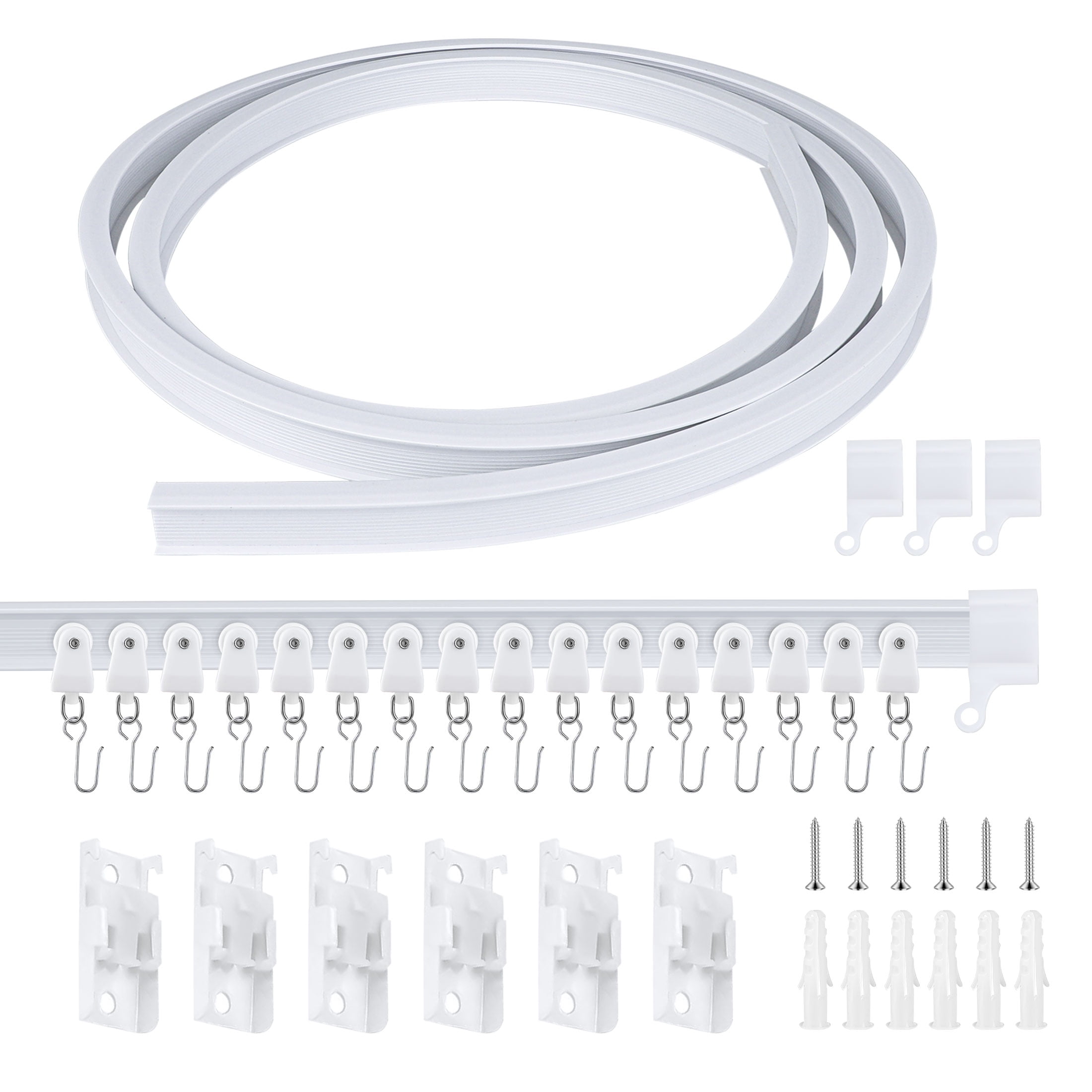 TSV Flexible Bendable Ceiling Curtain Track, 6.6ft Ceiling Mount for ...