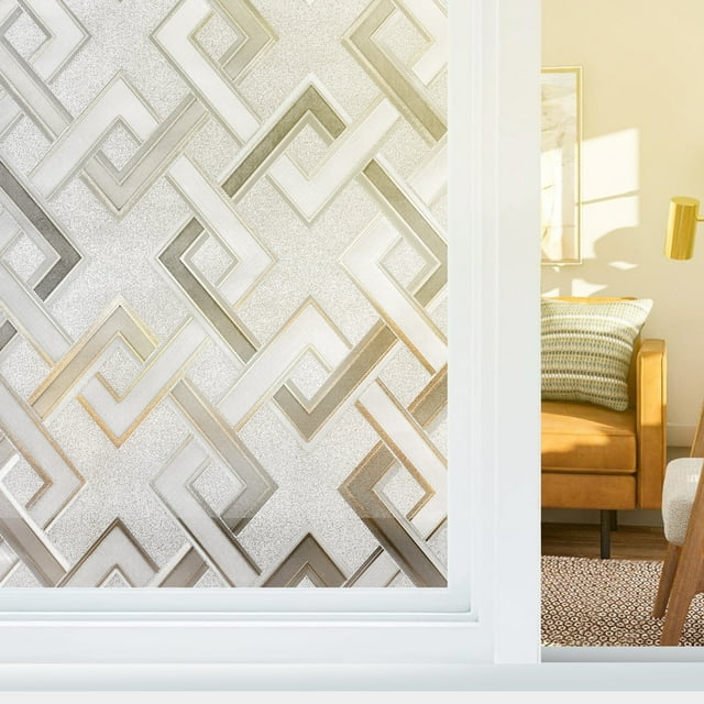 TSV Glass Privacy Static Window Film, Non-Adhesive Rhombus Pattern ...