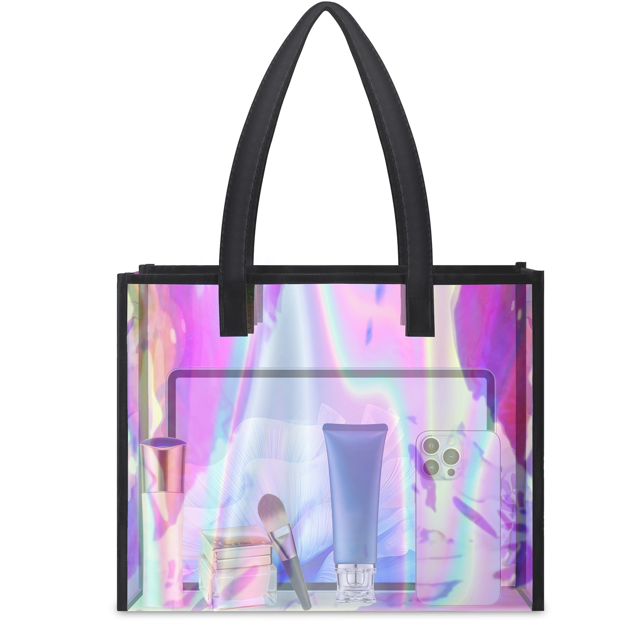 TSV Holographic Clear Tote Bag, Large Stadium Approved Clear Bag with ...
