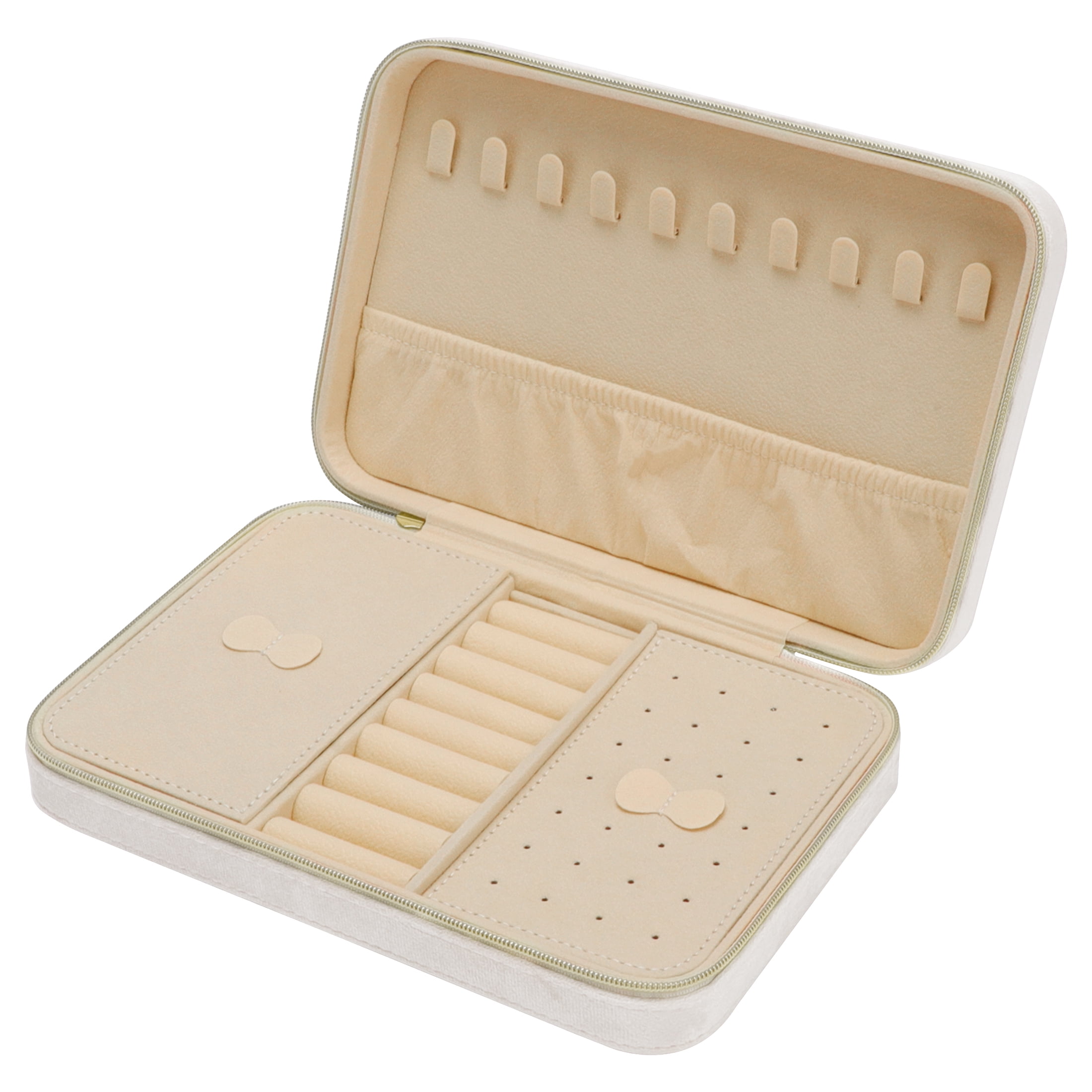 TSV Jewelry Storage Box for Women, Portable Flannel Jewelry Box with ...