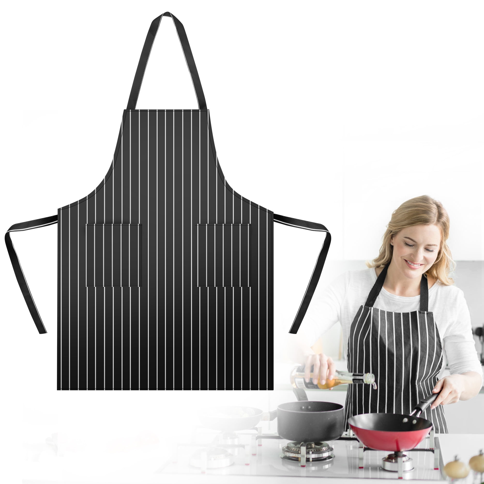 TSV Kitchen Cooking Apron, Adjustable Waterproof Chef Bib Apron with 2 ...