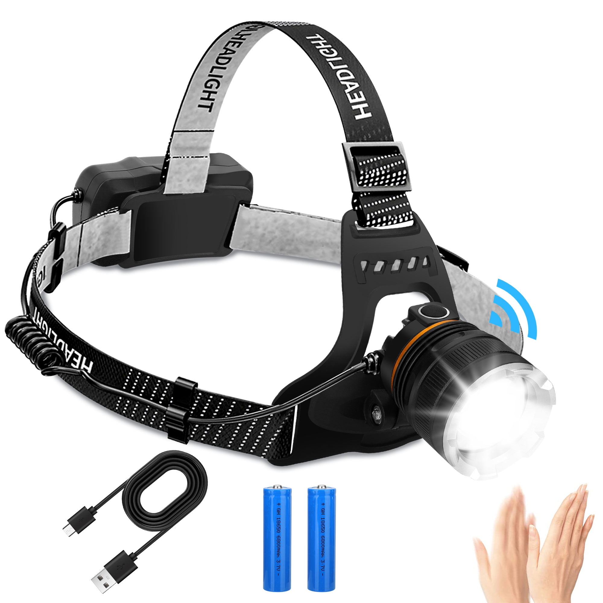 TSV LED Rechargeable Headlamps, 800Lumen Super Bright Headlight 5 Modes ...