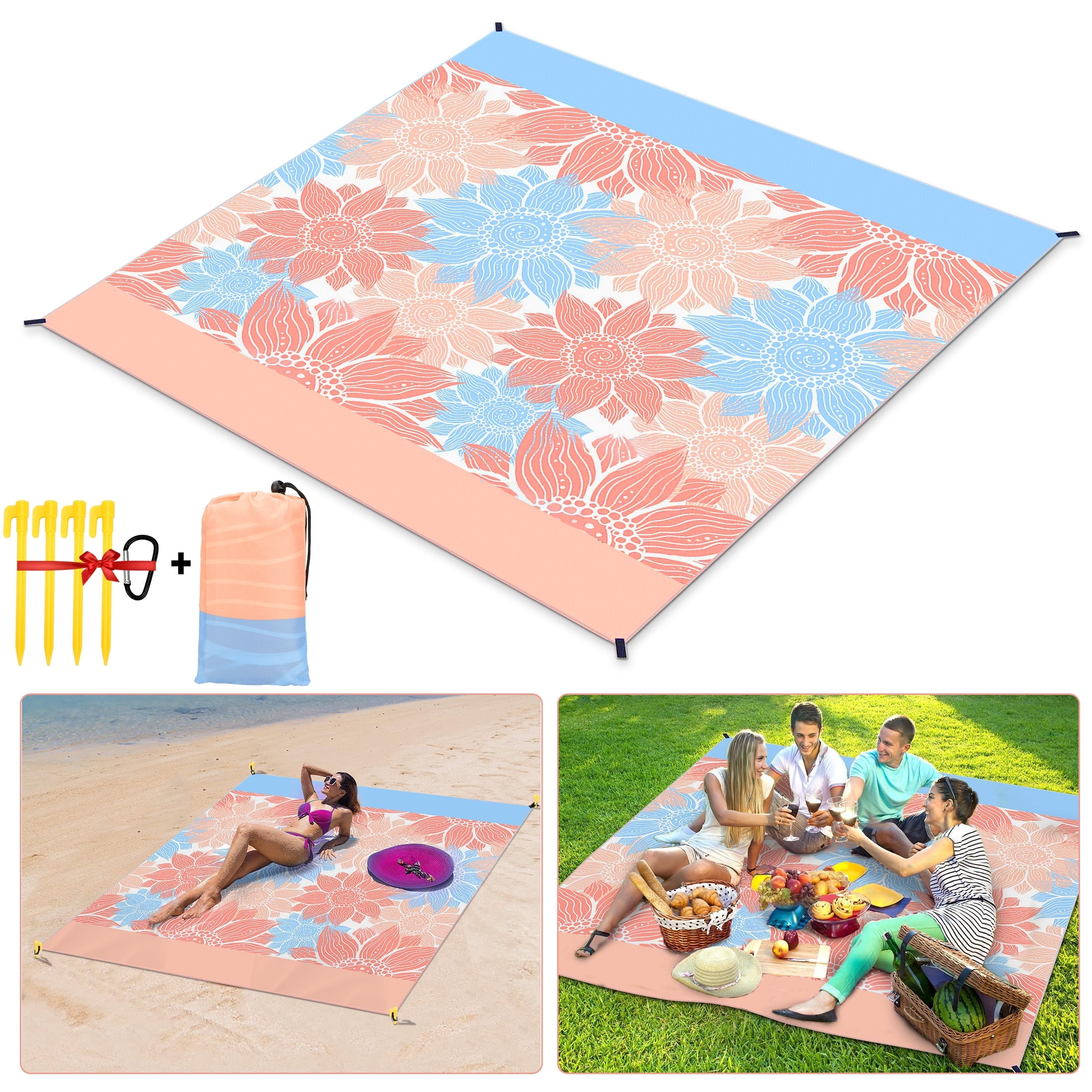 TSV Large Camping Blanket, Picnic Mat Beach Rug Water and Sand Proof ...