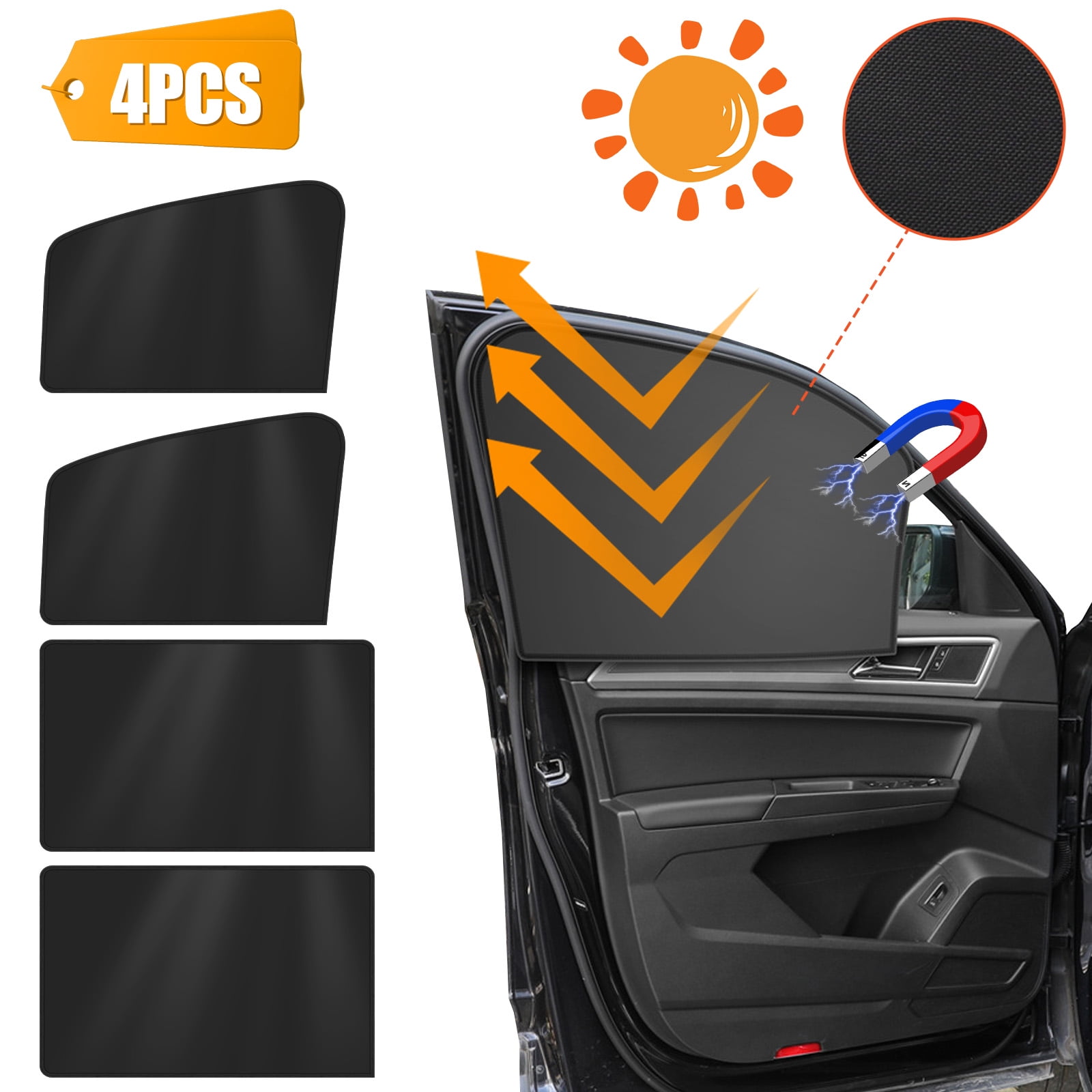 TSV Magnetic Car Side Window Sun Shades, UV-Resistant, Blackout Car ...