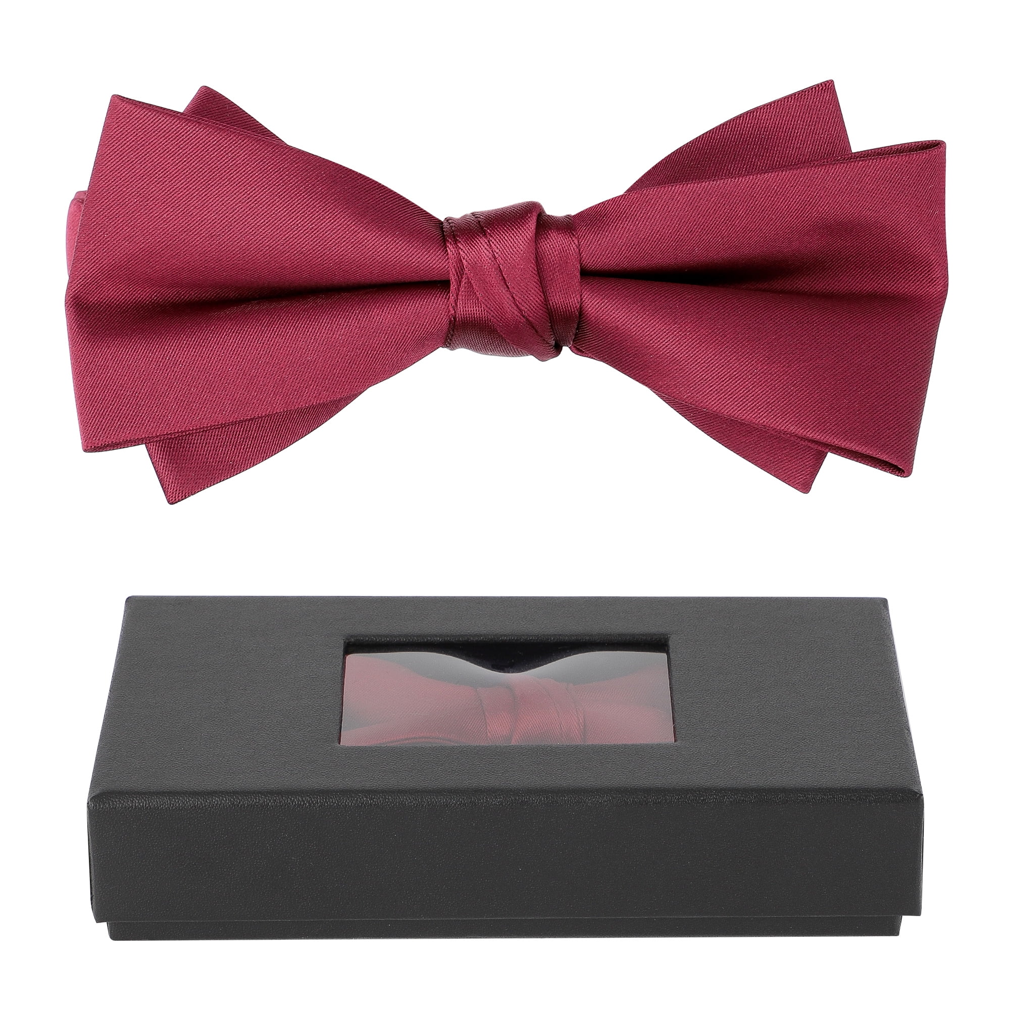 TSV Men's Adjustable Bow Tie, Pre-Tied Polyester Satin Bowtie with Gift ...