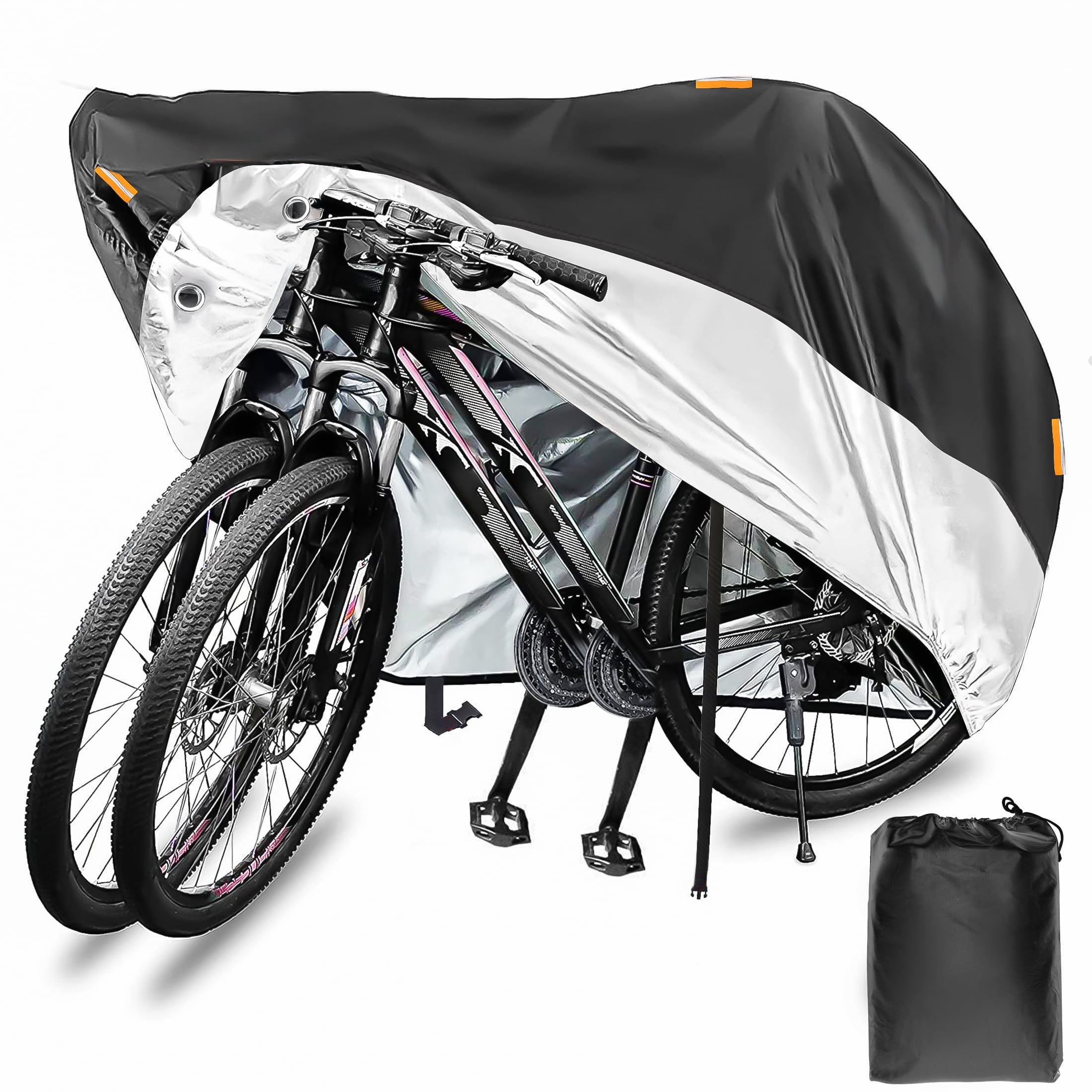 TSV Outdoor Bike Cover, Bicycle Waterproof Cover with Lock Holes, Black Silver, 94.5 x 49.2 ...