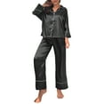 TSV Silk Satin Pajamas Set, Women's Classic Button Down Long Sleepwears ...