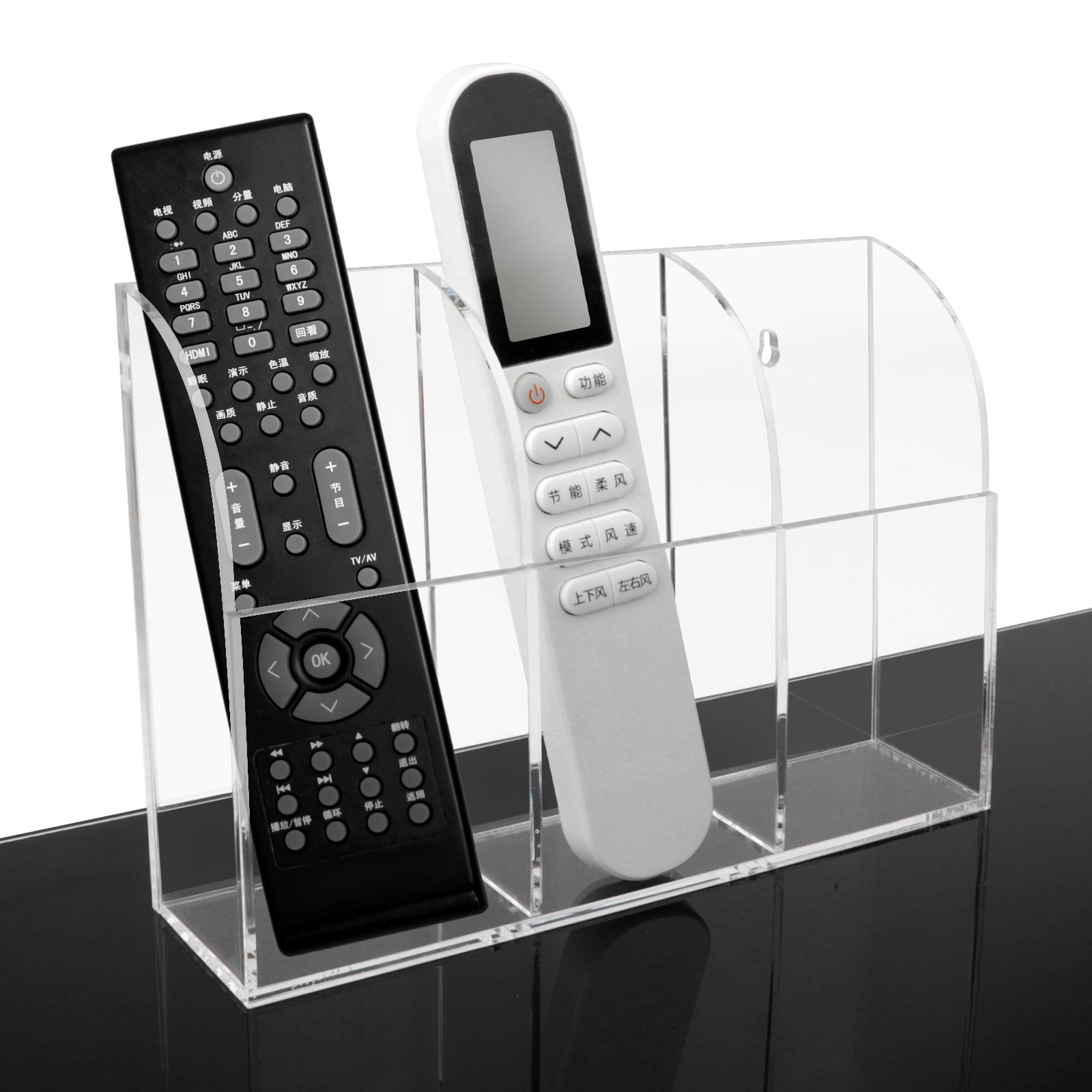 TSV TV Remote Control Holder, 3 Grids Clear Arcrylic Transparent Remote ...