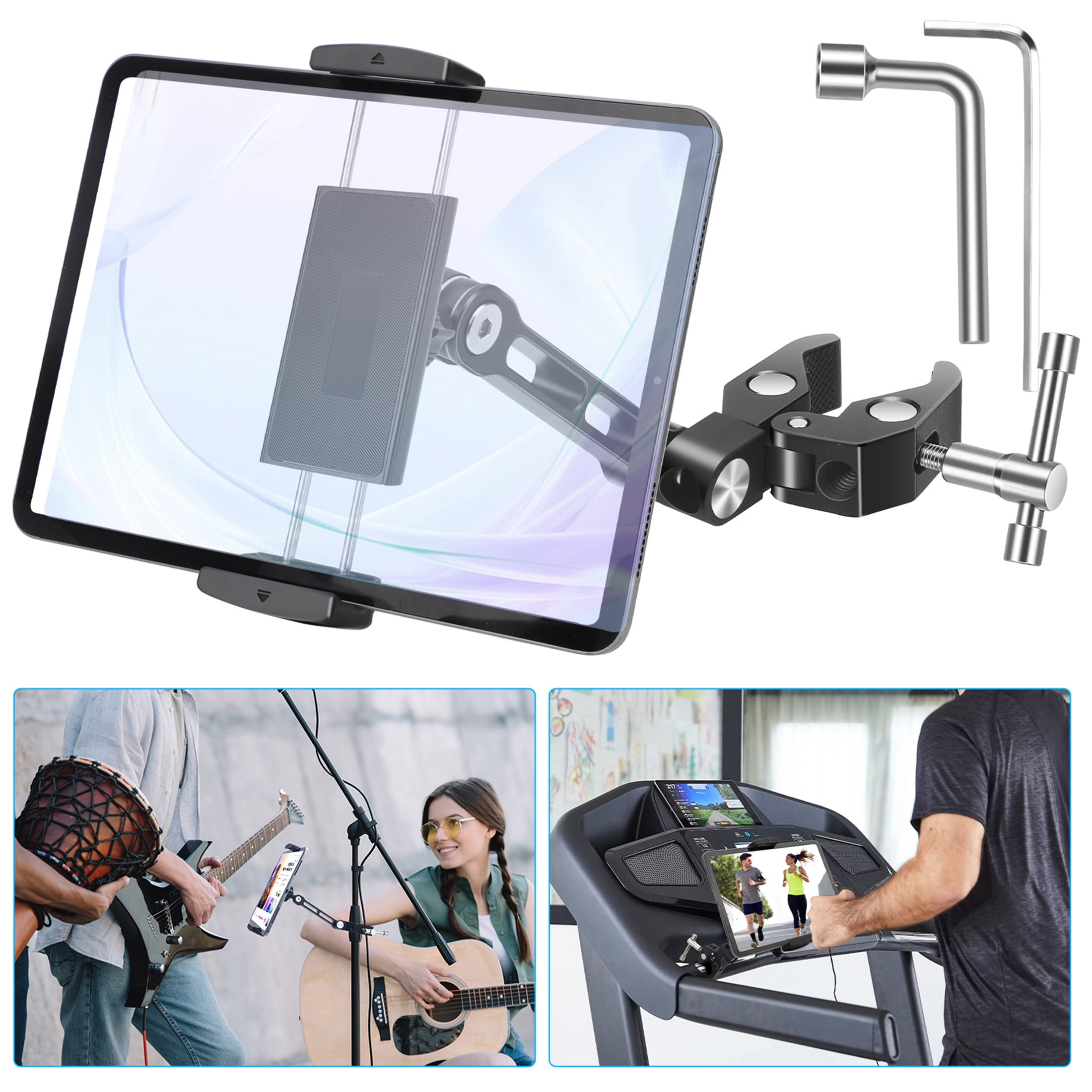 TSV Tablet Holder for Microphone Stand, Adjustable Aluminum Mount for 4 ...