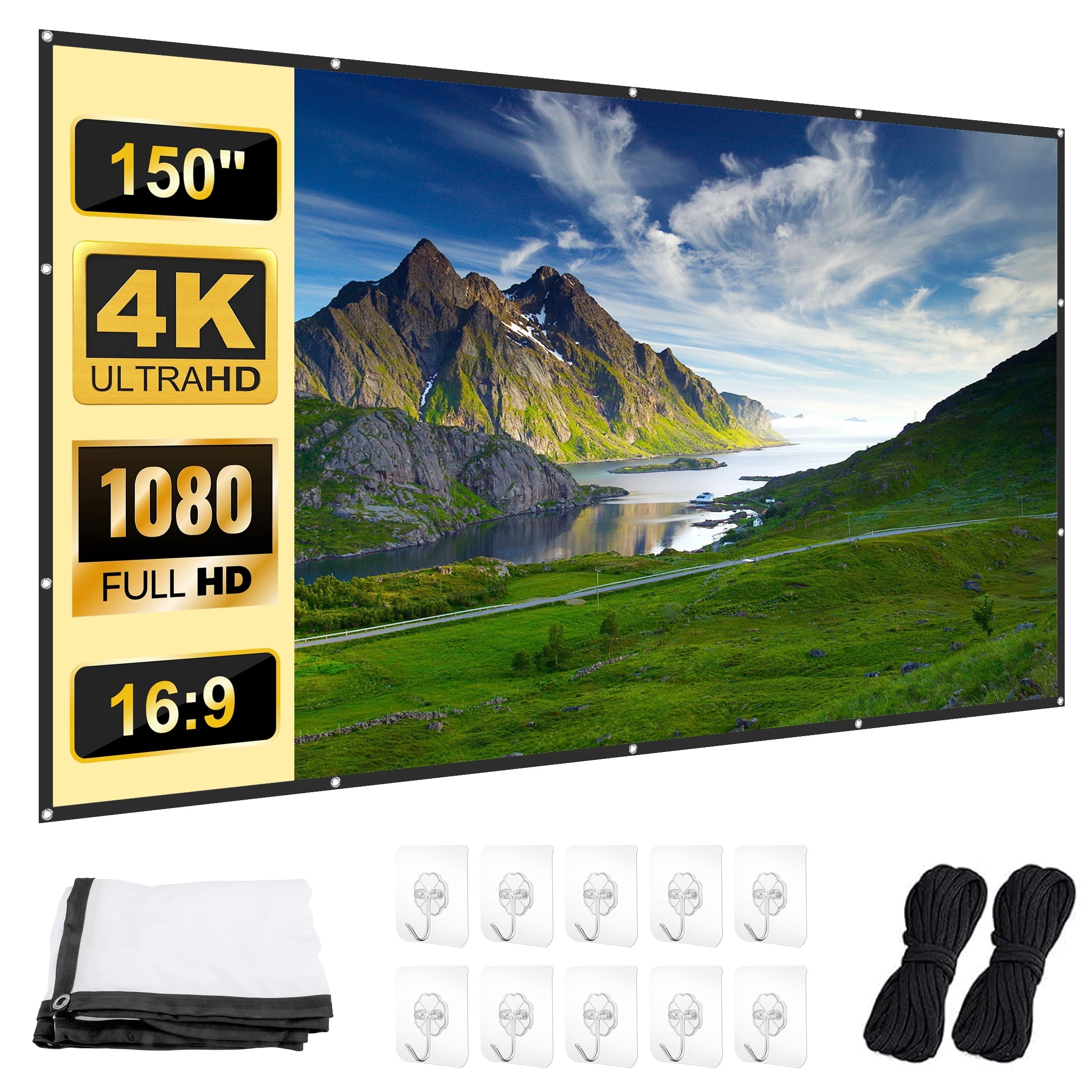 TSV Wall Mount 150" Projector Screen, White - Walmart.com