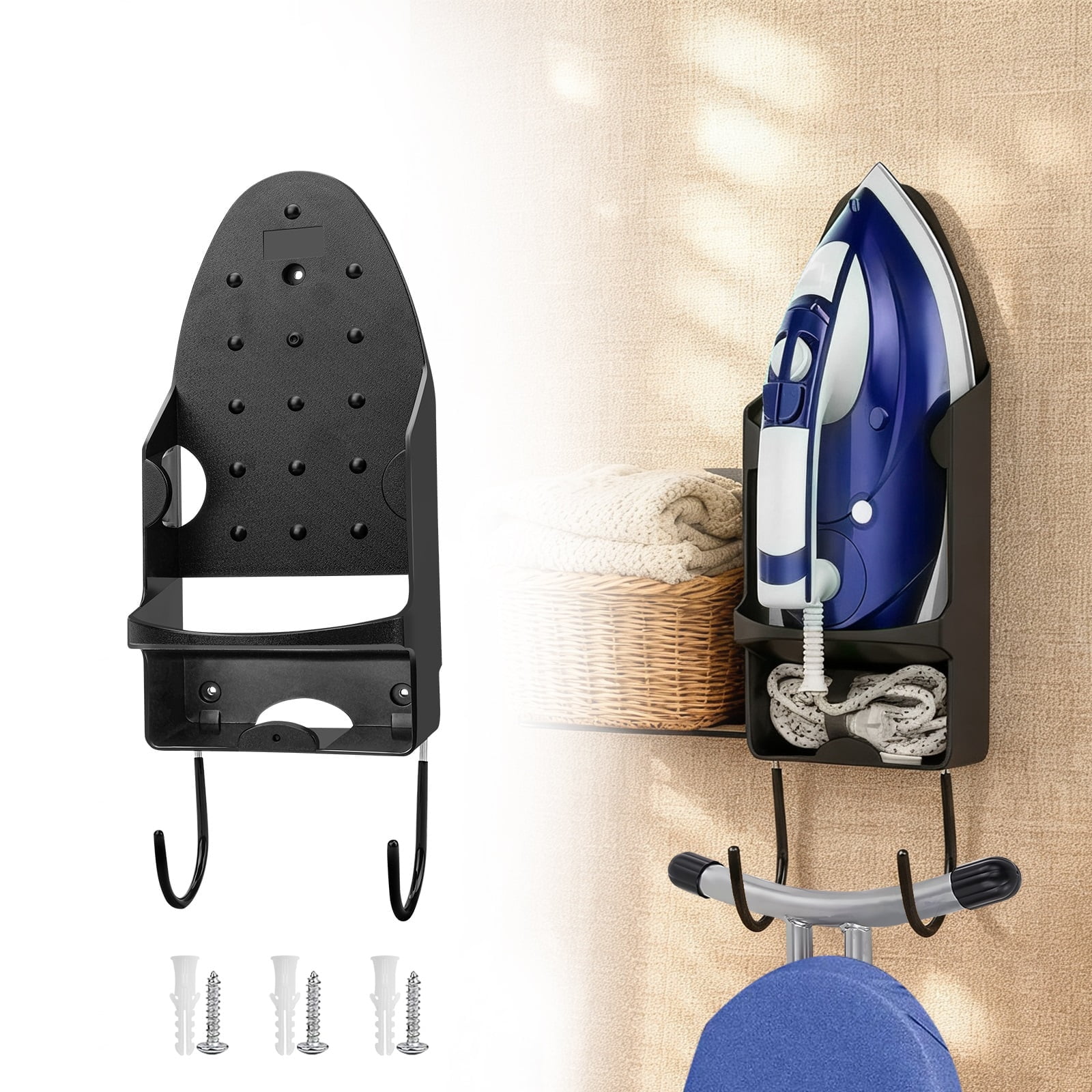TSV Wall Mount Ironing Board Hanger, Electric Iron Holder, Ironing ...