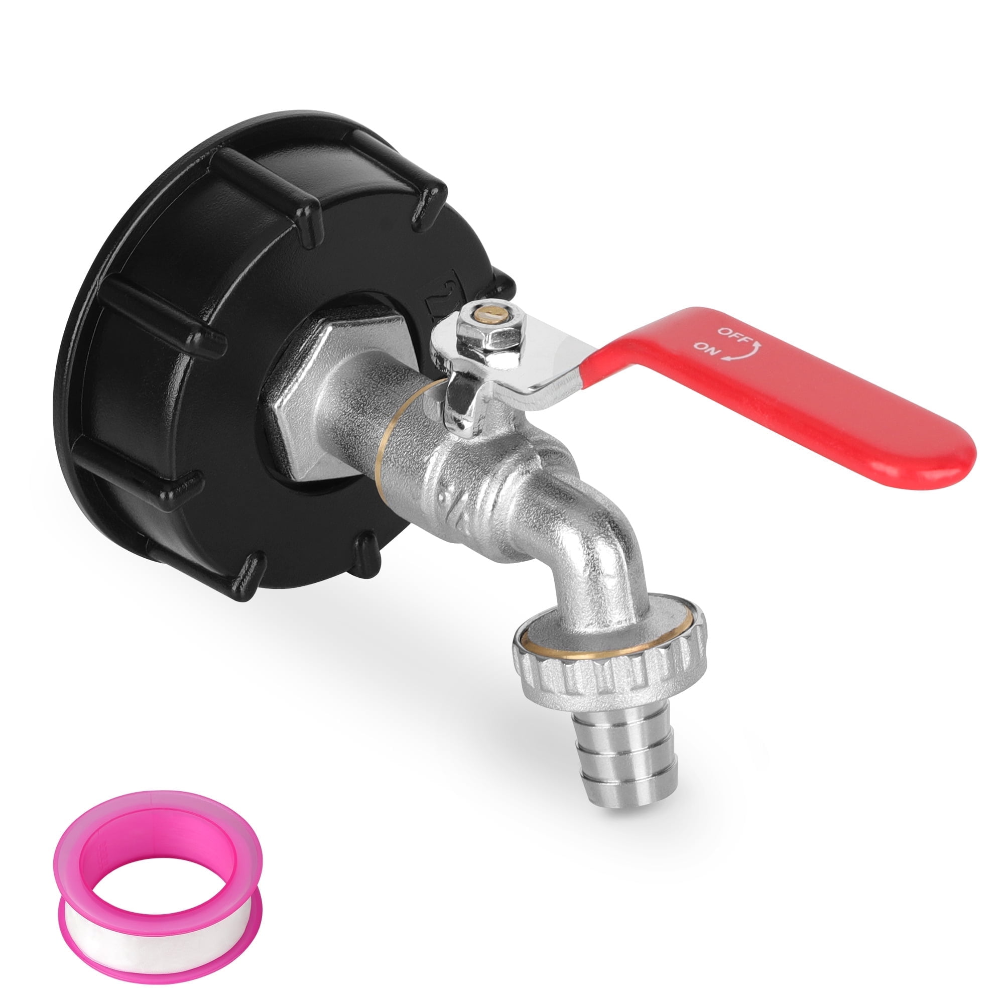 TSV Water Tank Faucet, Brass IBC Ton Barrel Adapter with Long Lever ...