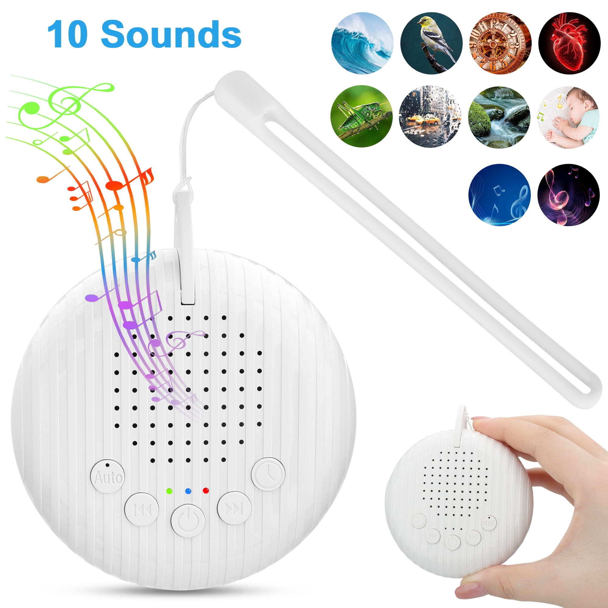 TSV White Noise Machine, Mini Sound Machine for Sleeping with 10 ...