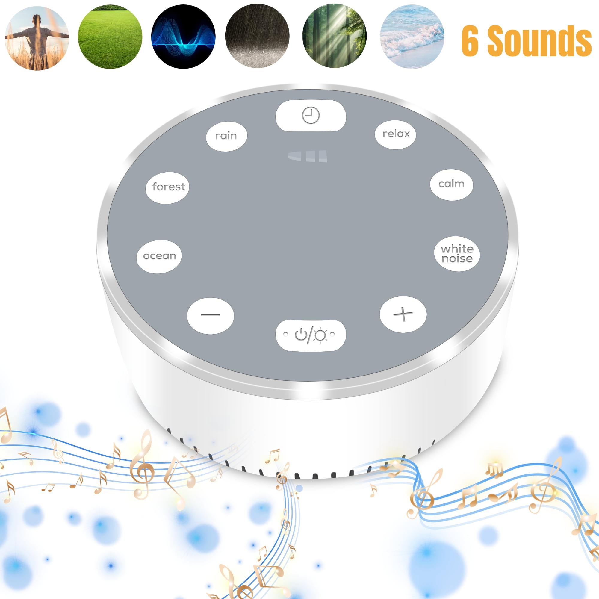 TSV White Noise Machine, Rechargeable Sound Machine for Sleeping, 6 ...