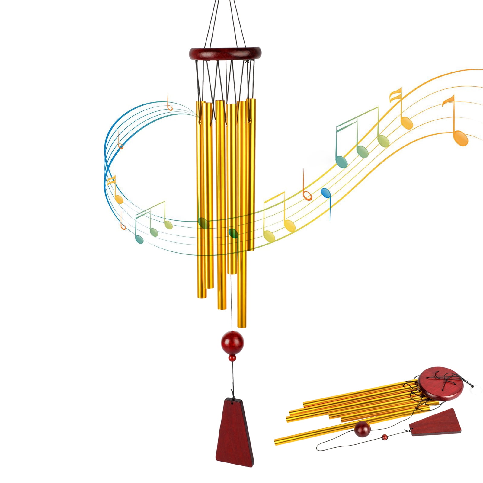 TSV Wind Chimes, 29.5'' Music Memorial Wind Bells with 6 Hollow ...