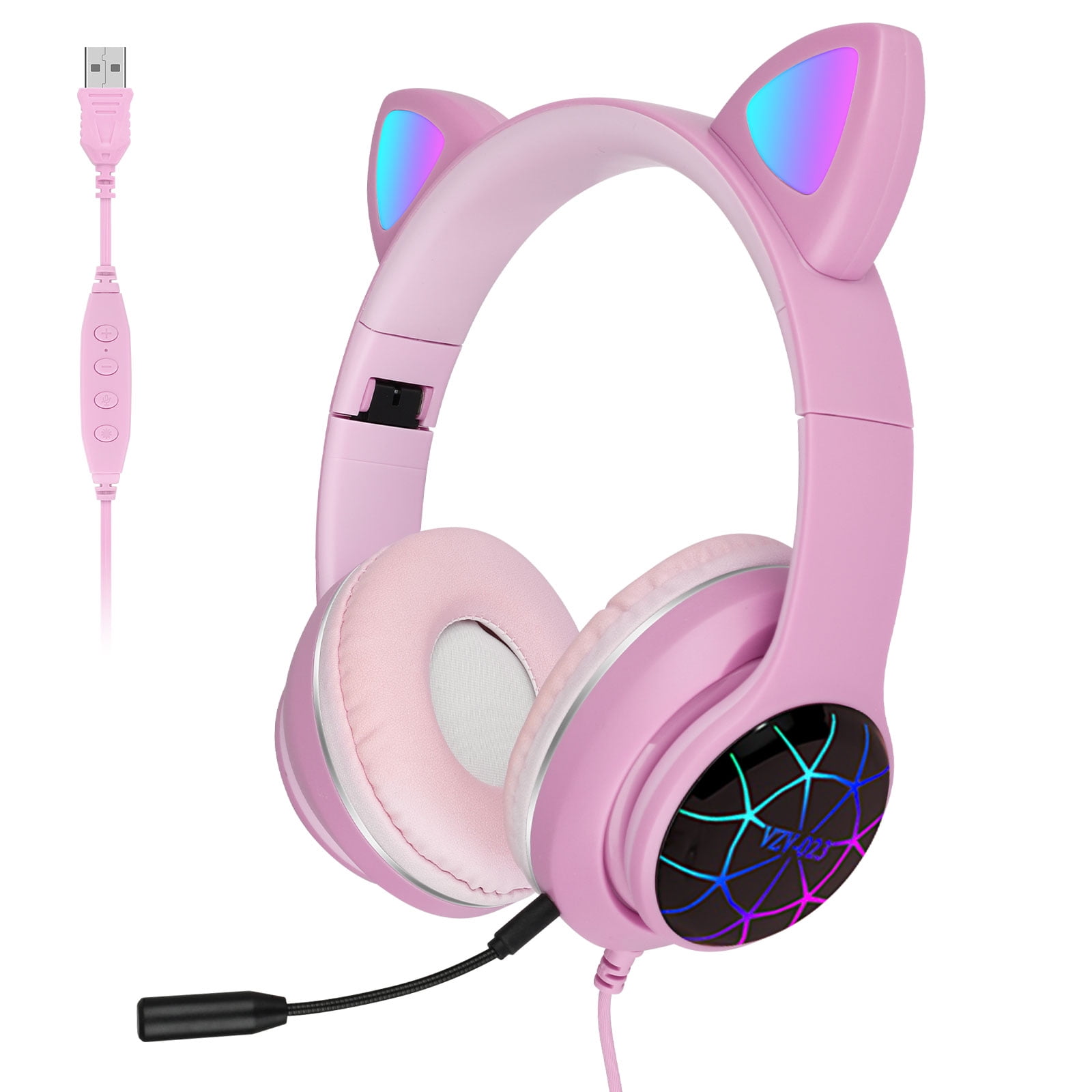 TSV Wired Cat Ear Gaming Headset for PC, PS4, PS5, Xbox One, Over-Ear ...