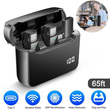 Wireless Lavalier Mini Microphone for iPhone, Active Noise Cancellation ...