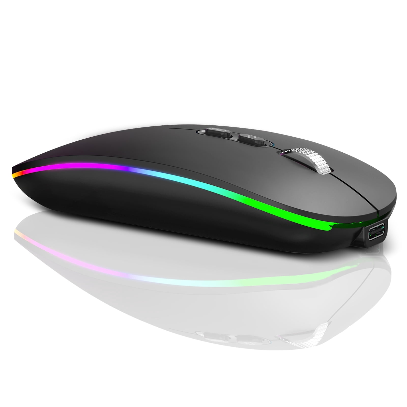 TSV 2.4G Rechargeable Wireless Mouse, RGB LED, Ergonomic, for PC ...