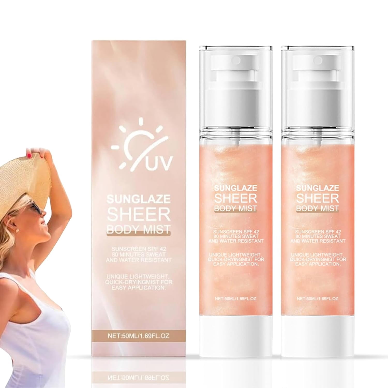 TSYJY Sheer Body Mist Sunscreen SPF 42, Waterproof Sun Protection Spray ...