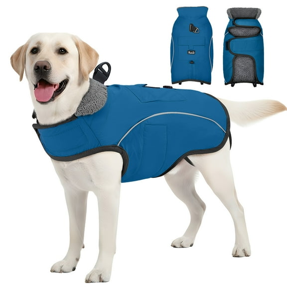 DUOYOU Clearance Adjustable Dog Coat With Harness Slot Fleece Lined ...
