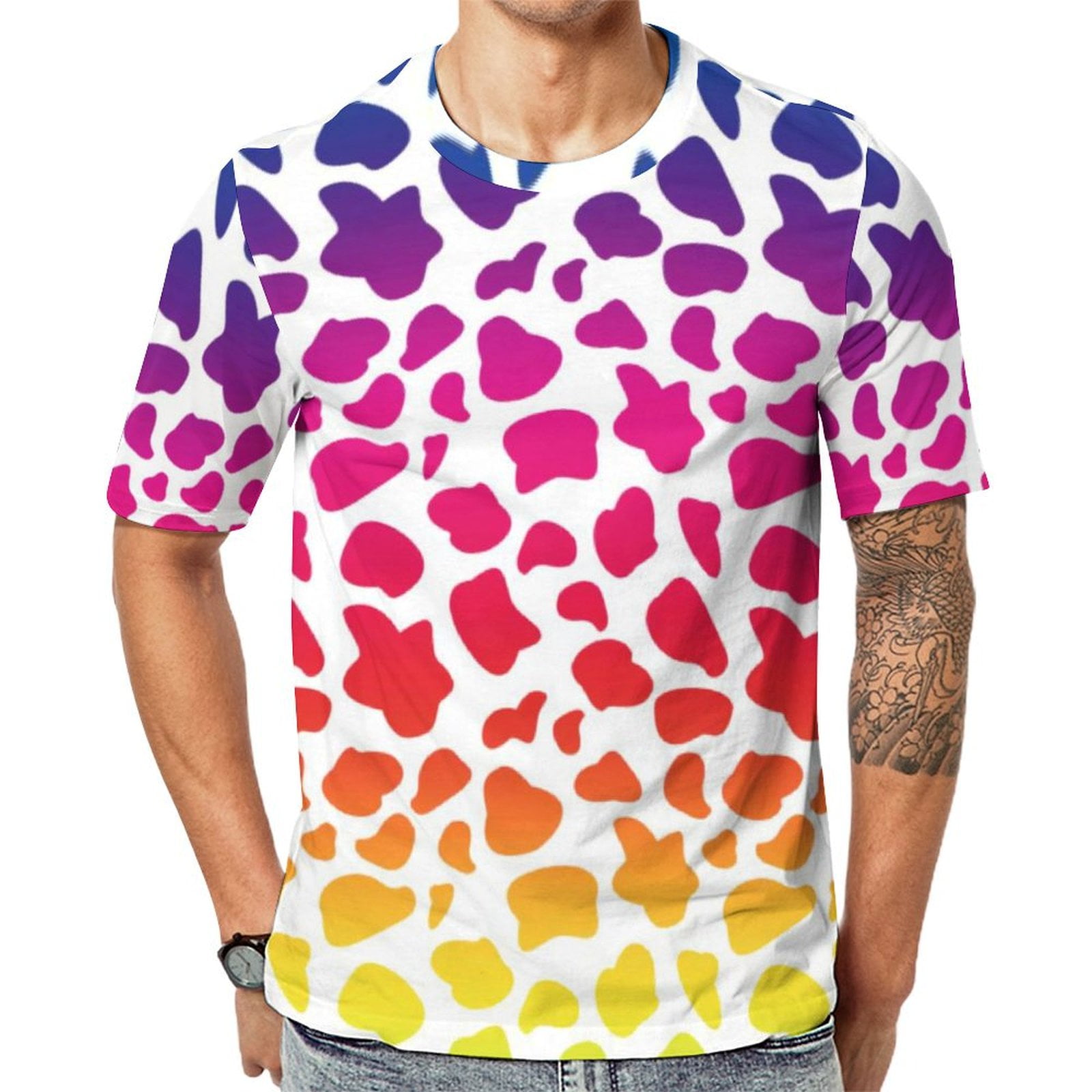 TShirt Animal Cow Print TShirts Brown Spots Funny Novelty Tees For Men ...
