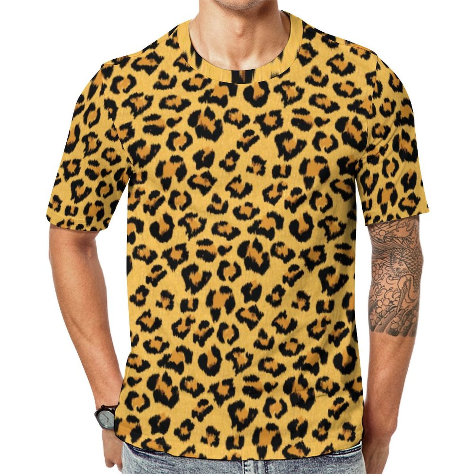 TShirt Retro Leopard TShirts Jungle Animal Print Aesthetic Harajuku Tee ...