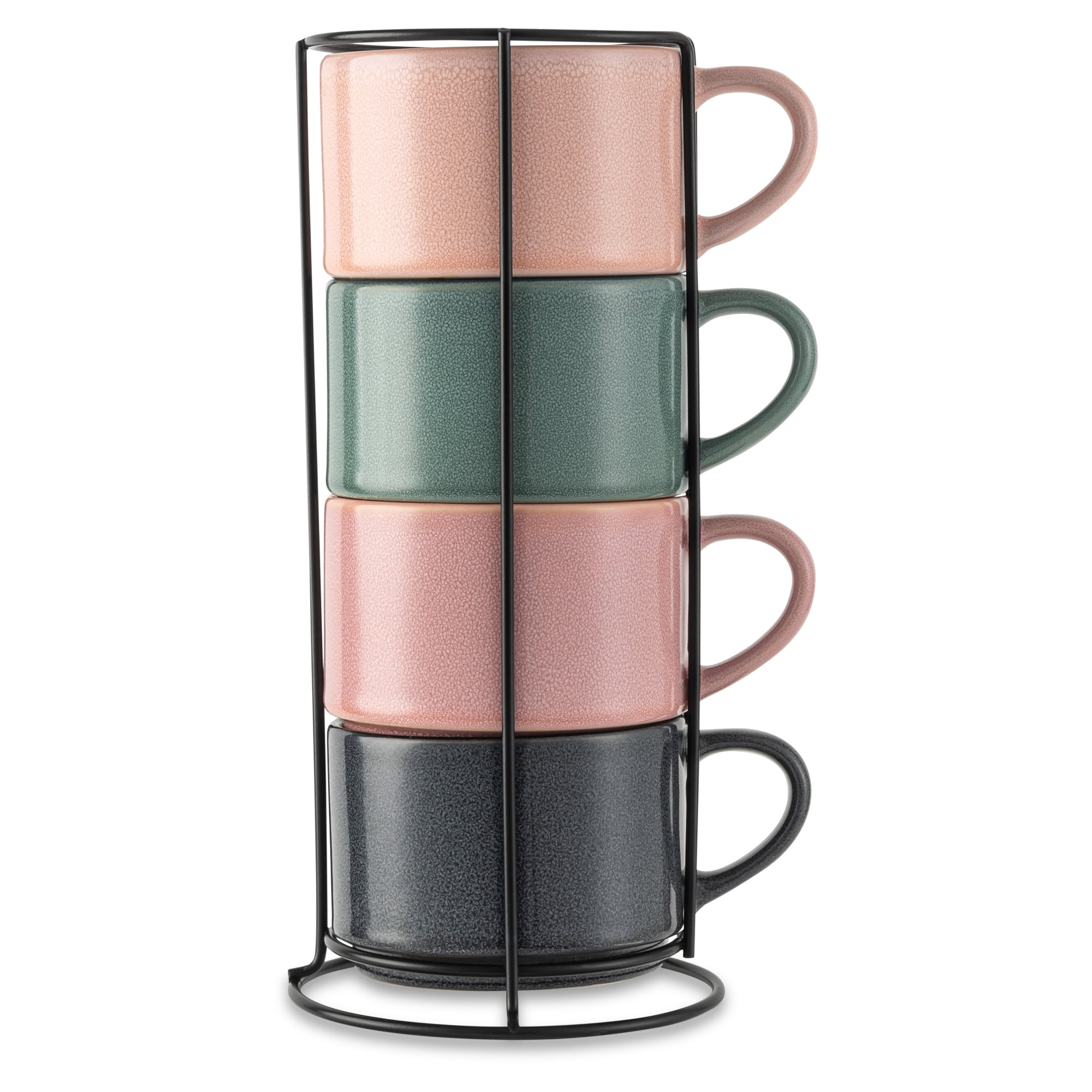 Thyme & Table 4 Pack Stacking Mugs, Reactive Mix of Colors 11.1 fl oz ...