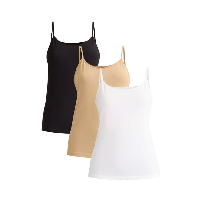 Time and Tru Women's Cami with Adjustable Straps, 3-Pack, Sizes XS-XXXL ...