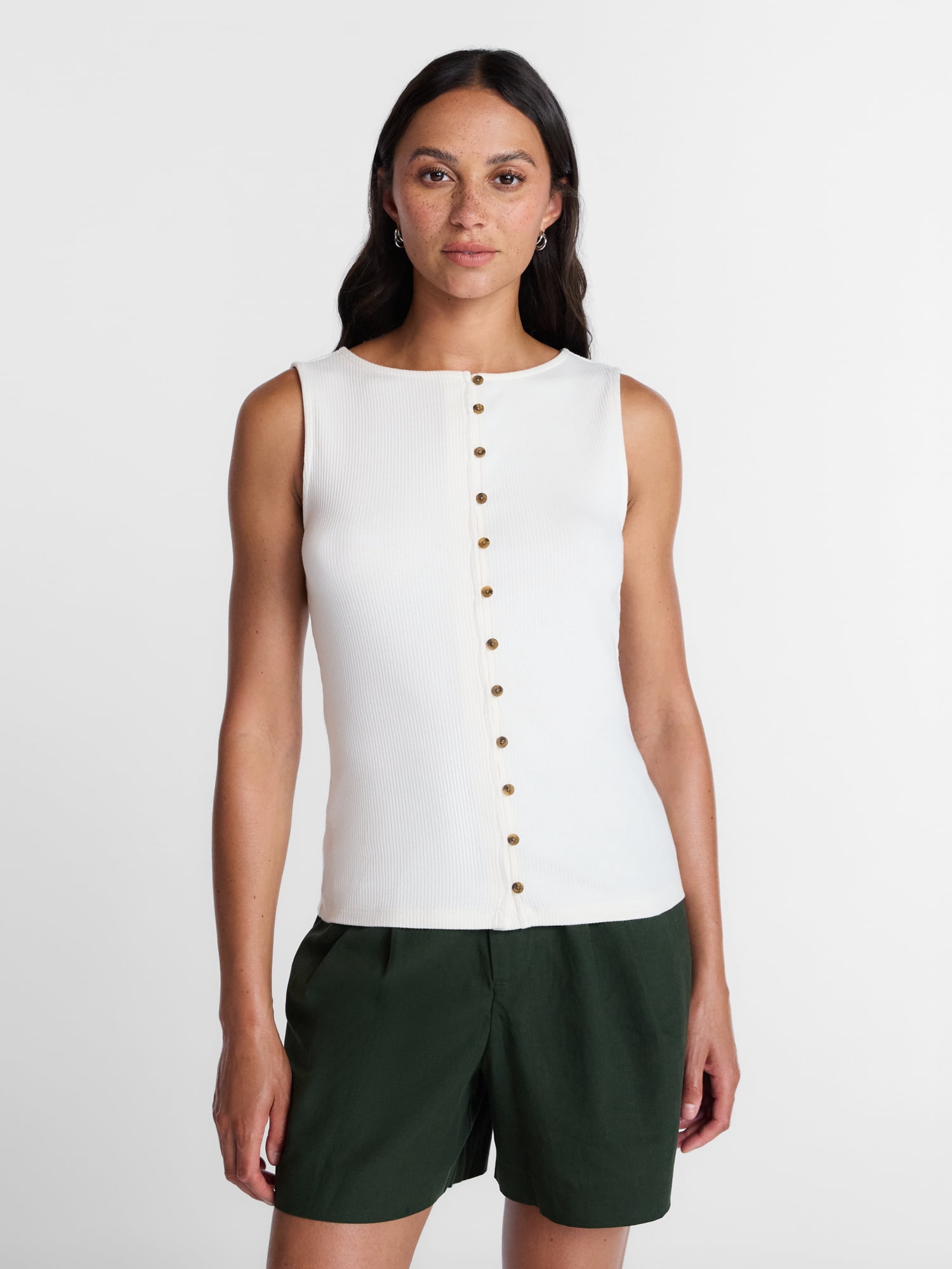Time and Tru Women's Button Front Tank Top, Size XS-XXXL - Walmart.com