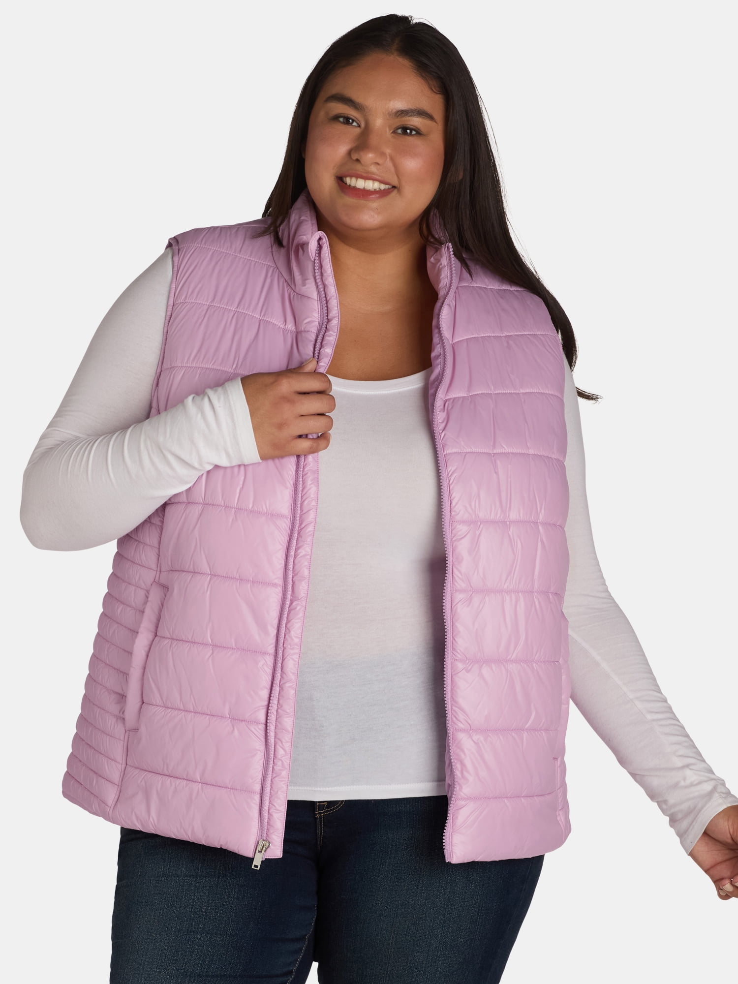 Time and Tru Women's and Women's Plus Puffer Vest, Sizes XS-3X ...