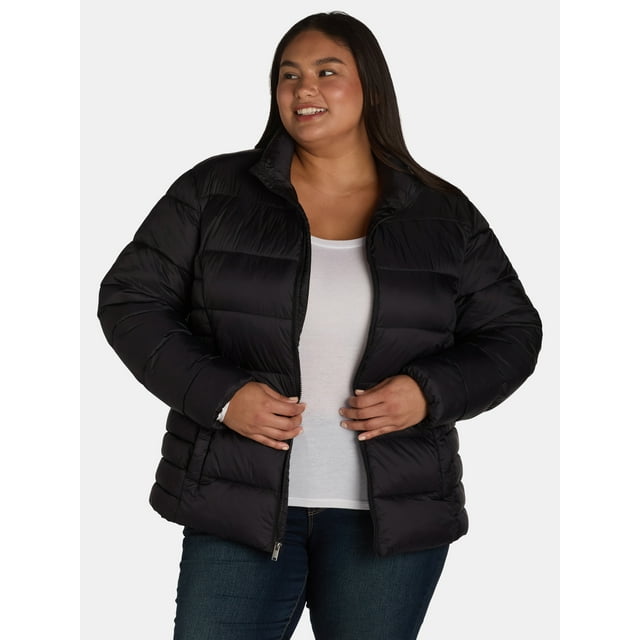 Time & Tru Women's Puffer Jacket XS-3X, Lightweight, Wind-Resistant ...